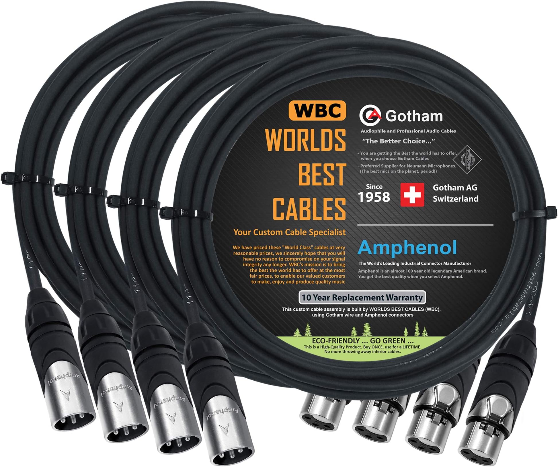 Amazon.com: 4 Units - 15 Foot - Canare L-4E6S, Star Quad Balanced Male ...