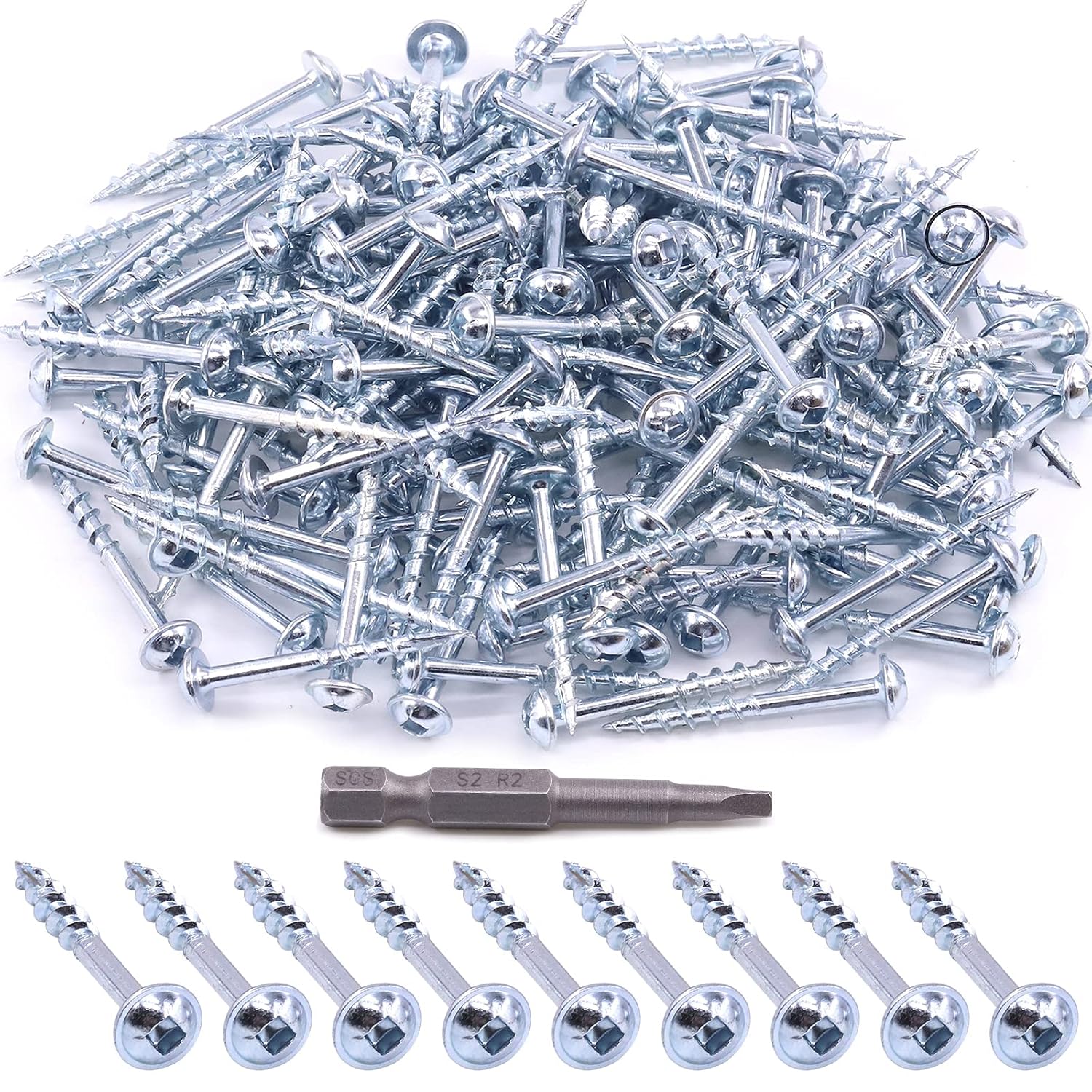 Glarks 160Pcs Pocket Hole Screw Set 8 Size Square Drive Self Tapping ...