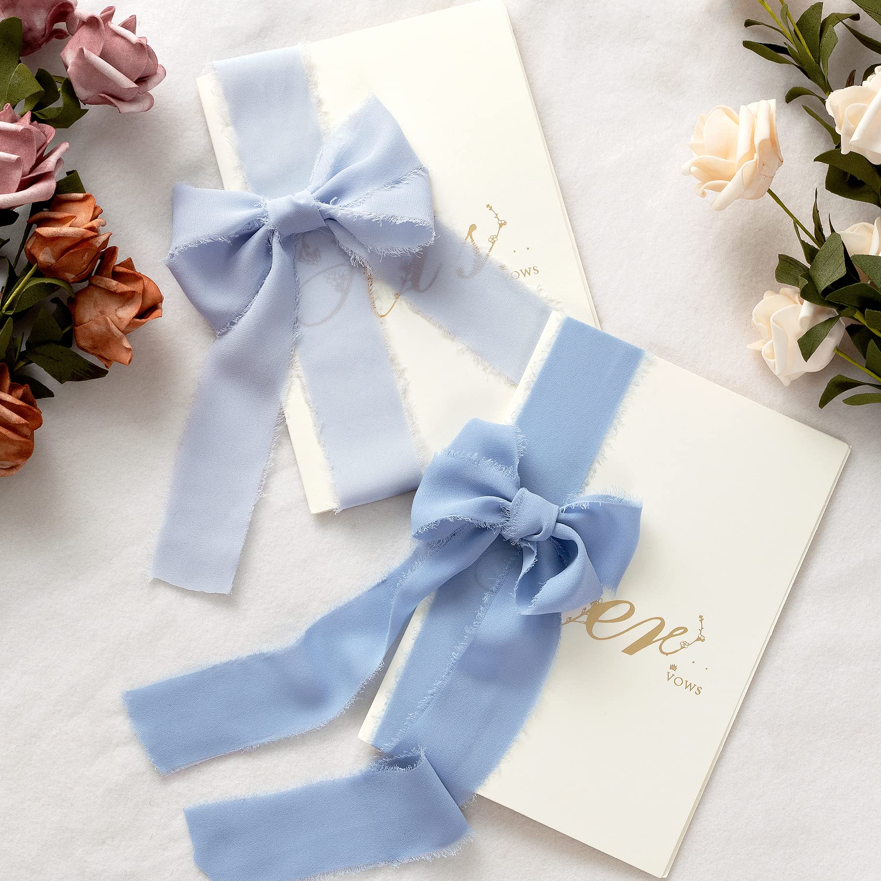 Snapklik.com : Graduation Chiffon Ribbon, 6 Rolls Dusty Blue Handmade ...