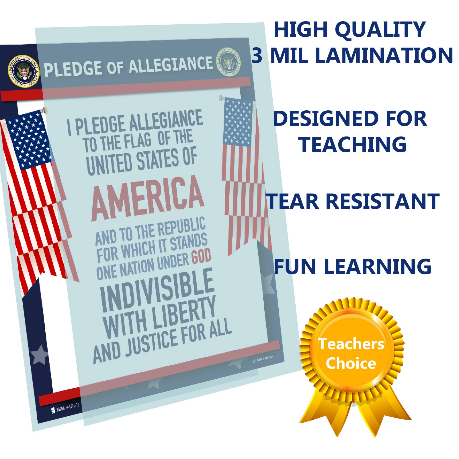 Snapklik.com : Pledge Of Allegiance Poster Large LAMINATED American Flag Big Print For Classroom ...