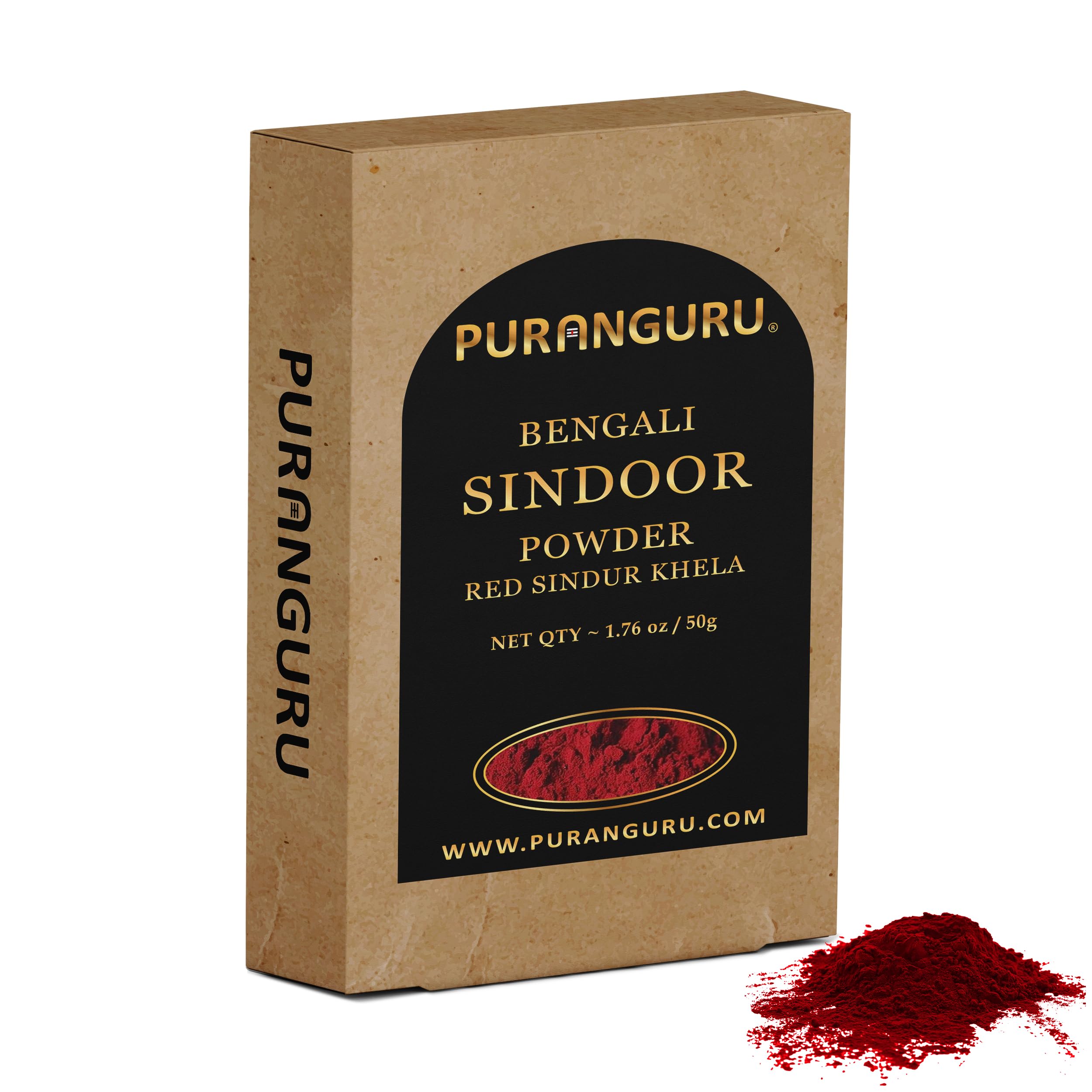 Buy PuranGuru Bengali Sindoor Dust | 50g/1.76 oz | Bright Red Color ...