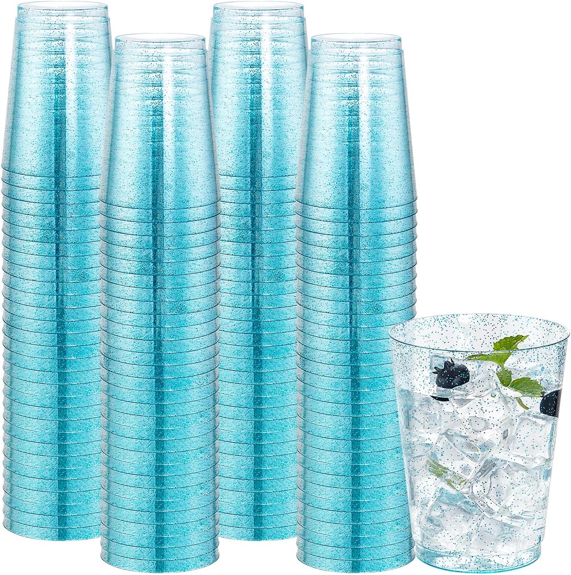 Amazon.com: DaYammi 100 Pack 10 oz Blue Plastic Cups Disposable Cups ...