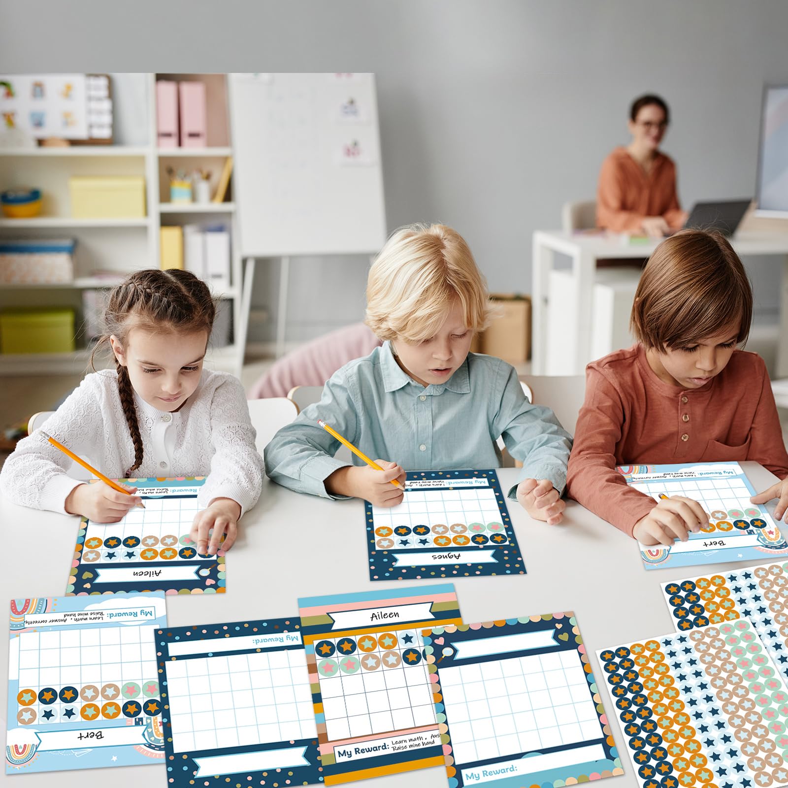 Snapklik.com : 40 PCS Boho Reward Sticker Charts Rainbow Behavior ...