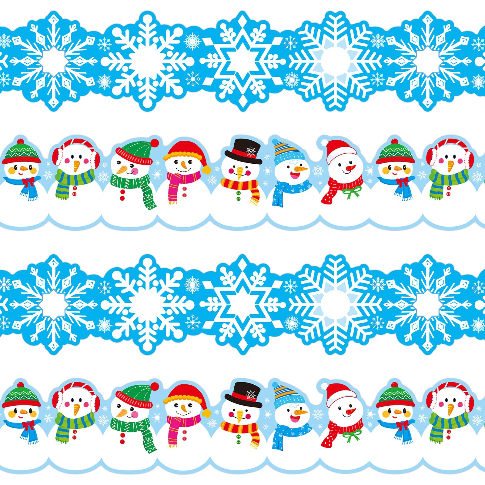 Amazon.com : 72 Feet Winter Snowflakes and Snowman Bulletin Board ...