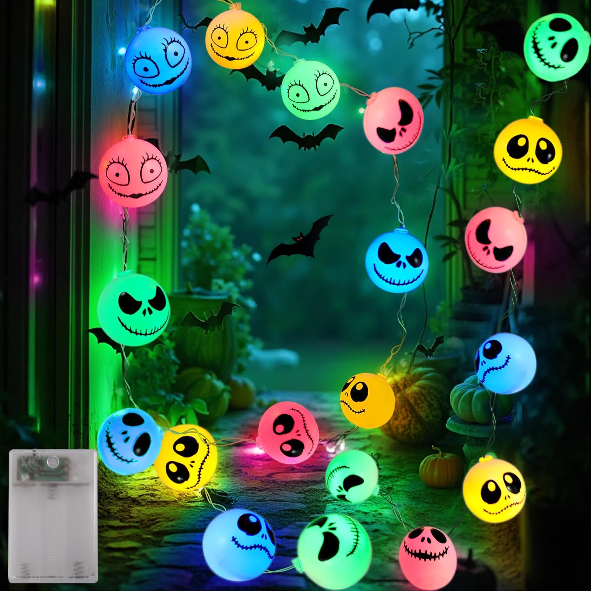 Popest 20 Jack LED Battery Operated Halloween Lights Nightmare ...