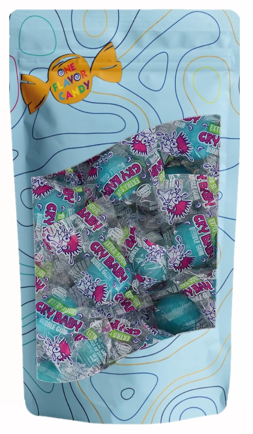 Amazon.com : One Flavor Candy Cry Baby Extra Sour Bubble Gum Bulk in ...