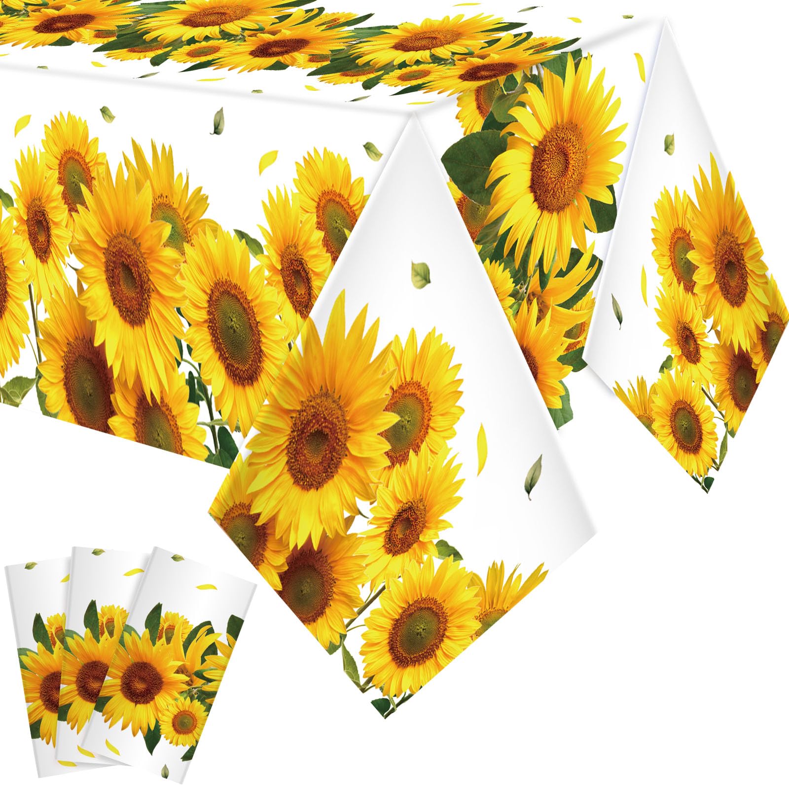 Amazon.com: Peryiter 3 Pcs Sunflower Tablecloth Decorations Disposable ...