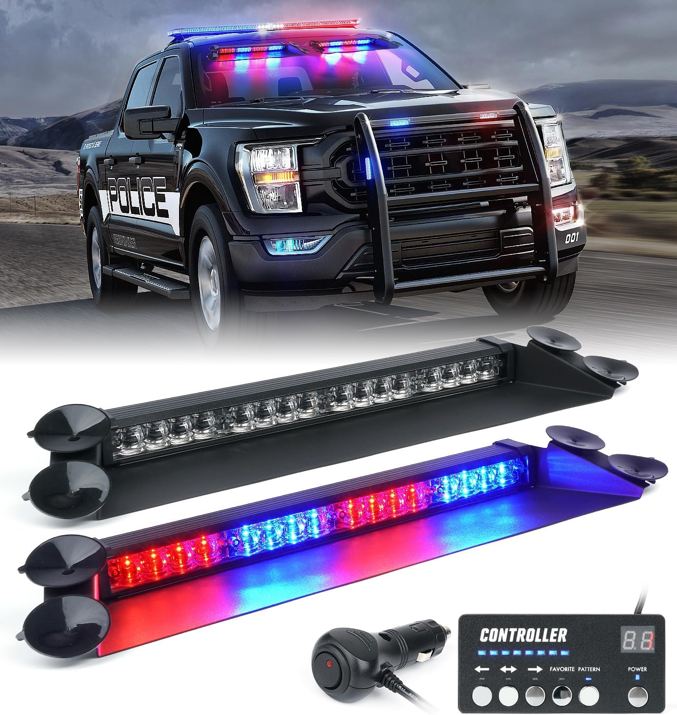 Amazon.com: LUMENIX LED Emergency Dash Strobe Lights Bar w/Controller ...