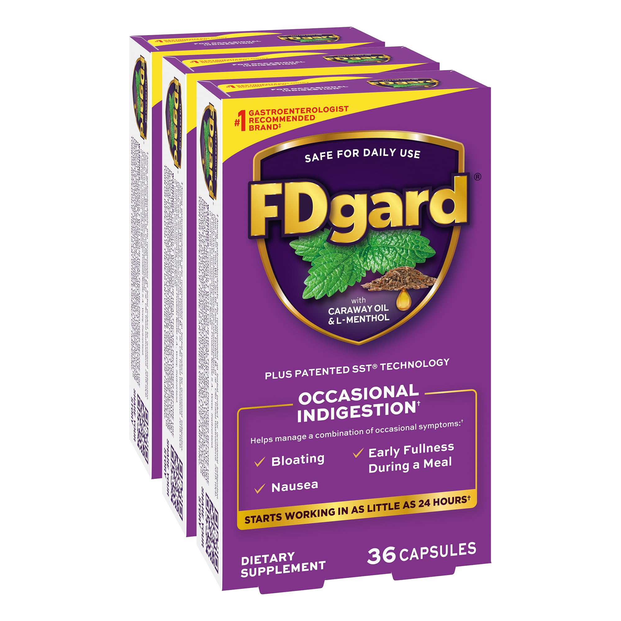 Buy FDgard Gut Supplement, Indigestion, & Bloating, Upset Stomach, 108 ...