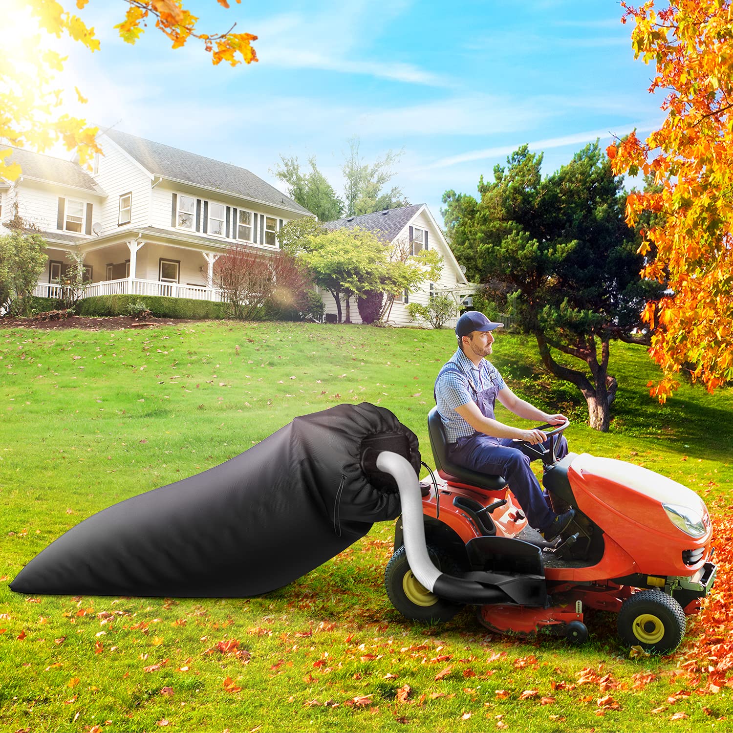 Snapklik.com : Reusable Lawn Tractor Leaf Bag, 54 Cubic Feet Capacity, 96 X 56 Inch, Material ...