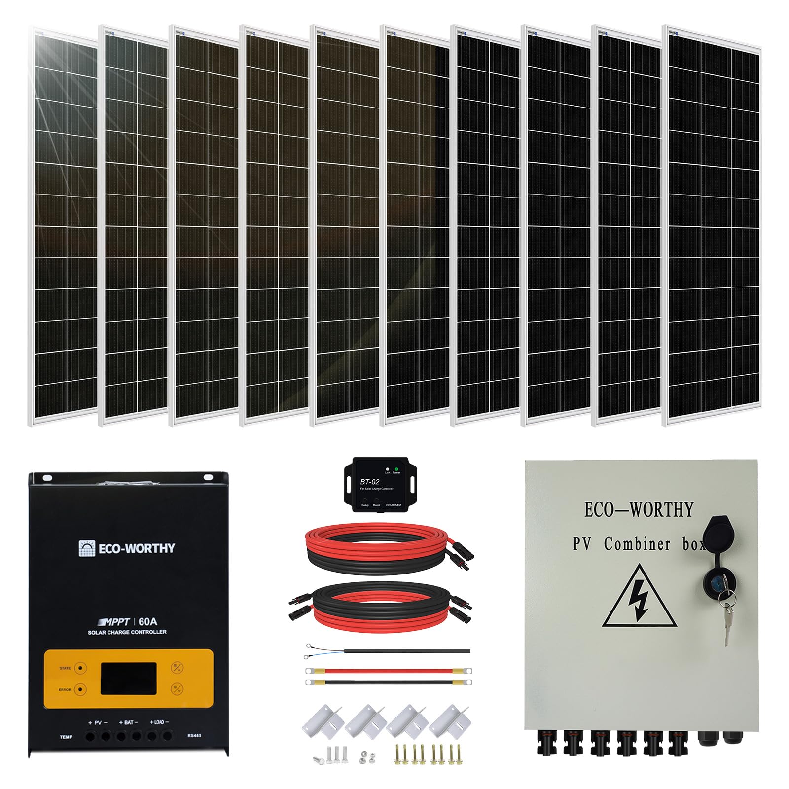 Amazon.com : ECO-WORTHY 2000W 24V Solar Panel Kit System with 10pcs ...
