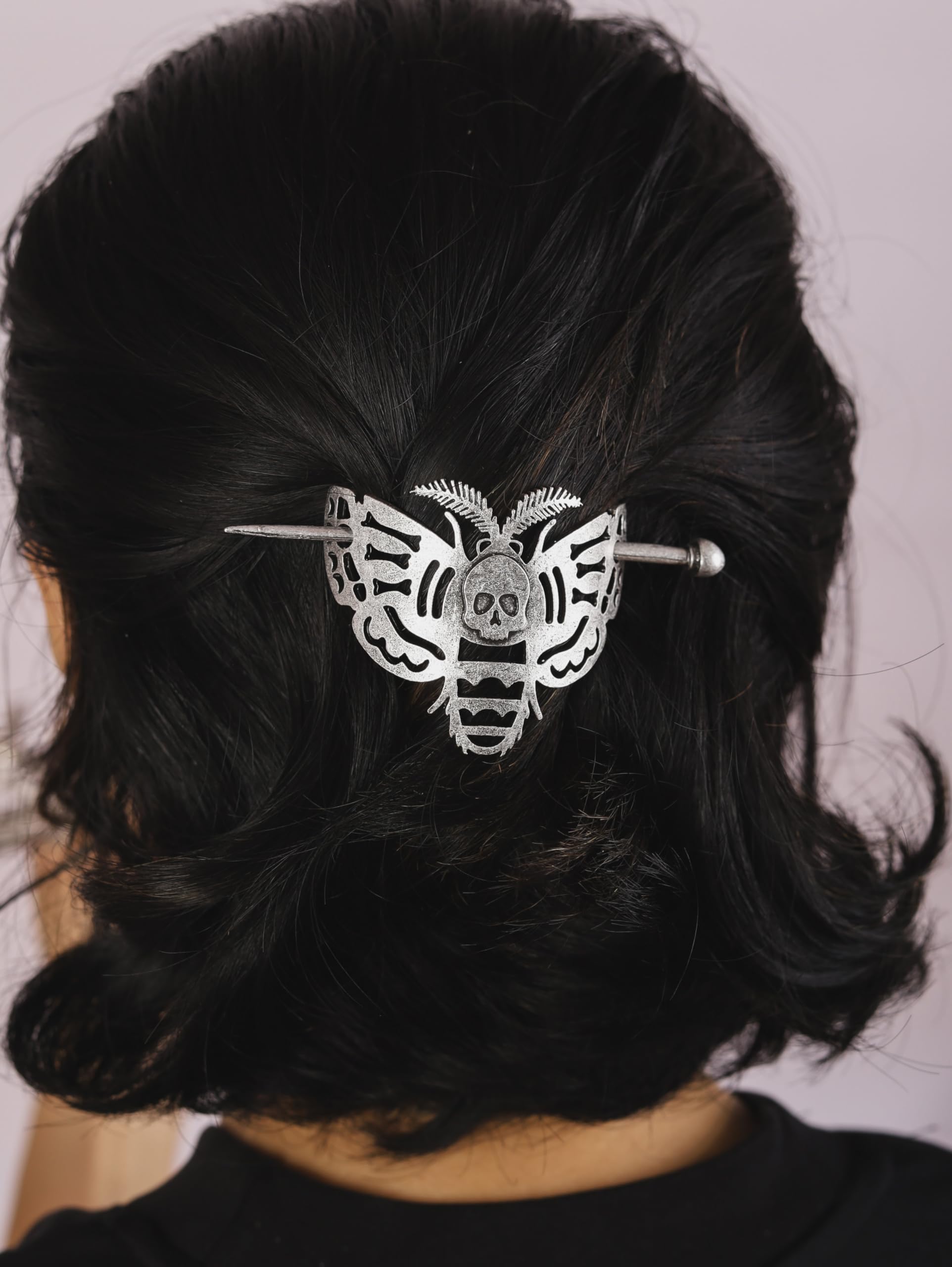 Snapklik.com : Skull Moth Insect Hairpin Silver Hair Sticks Irish Hair ...