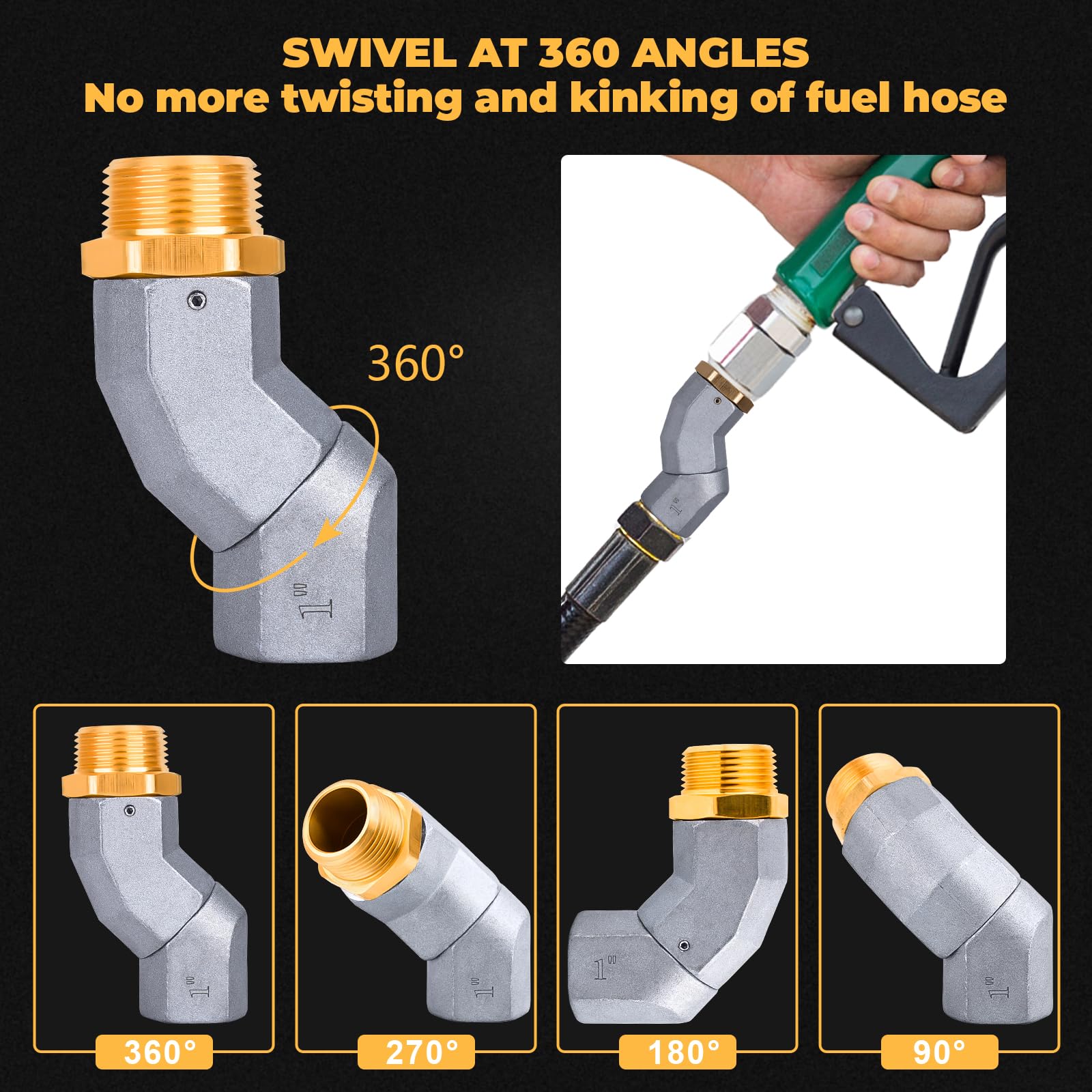 Snapklik.com : GRYVOZE 1 Inch NPT Fuel Hose Swivel - Multi Plane 360 ...