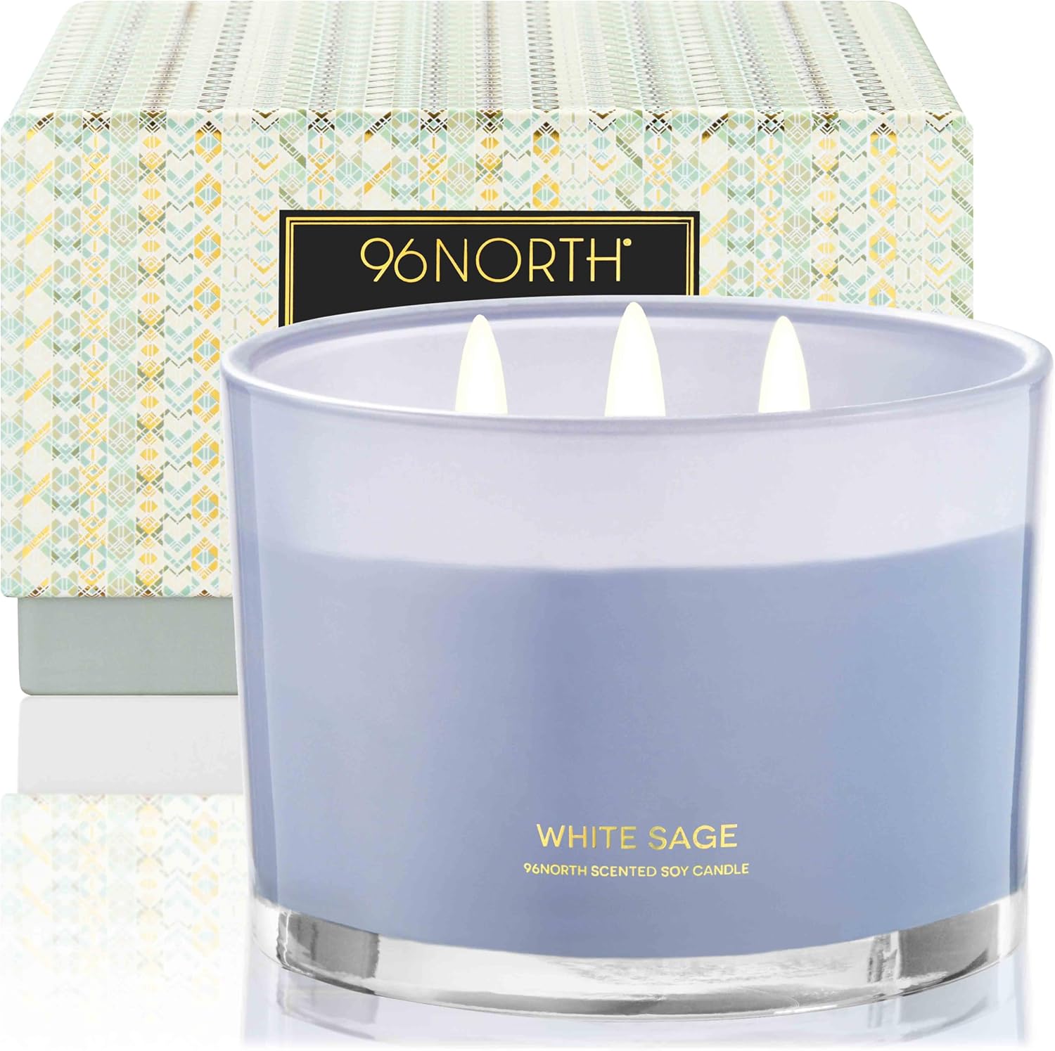 Amazon.com: 96NORTH Luxury White Sage Candle | Large 3 Wick Jar Candle ...