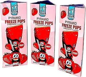 Pyramid Freeze Pops Strawberry Flavour Real Fruit Juice Ice Lollies ...