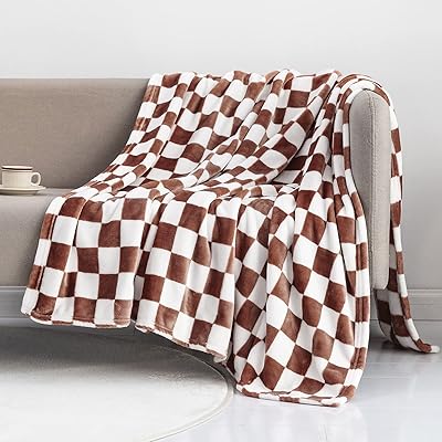 Amazon.com: MERRYLIFE Checkered Throw Blanket Knitted Double-Side ...