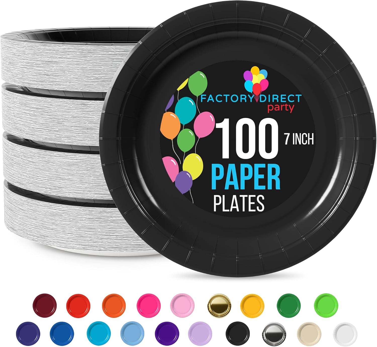 Black Paper Plates 7 Inch 100 Count - Black 7 Inch Paper Plates - Bulk ...