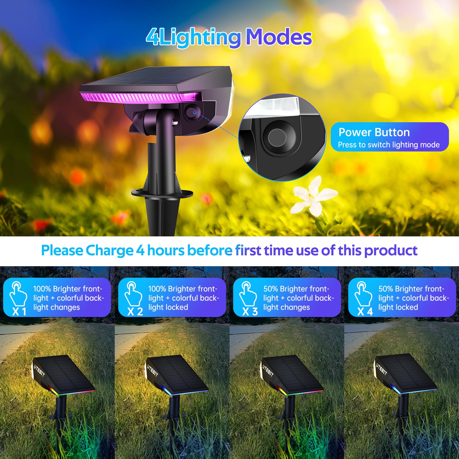 Snapklik.com : Solar Landscape Spotlights RGB Solar Lights For Outside ...