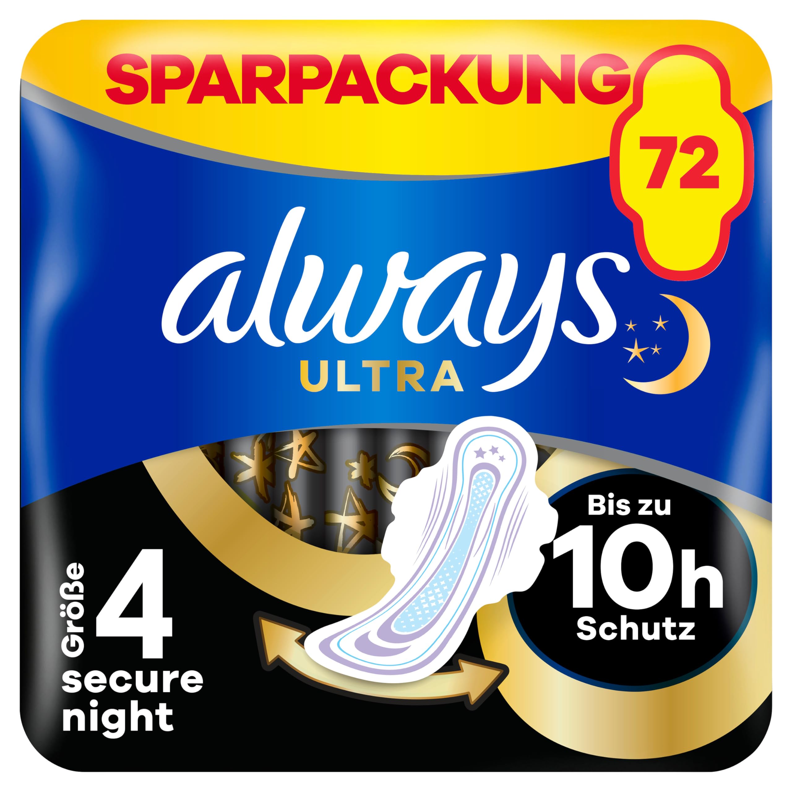 Always Ultra Binden Damen Gr. 4, Secure Night, 72 Damenbinden mit ...