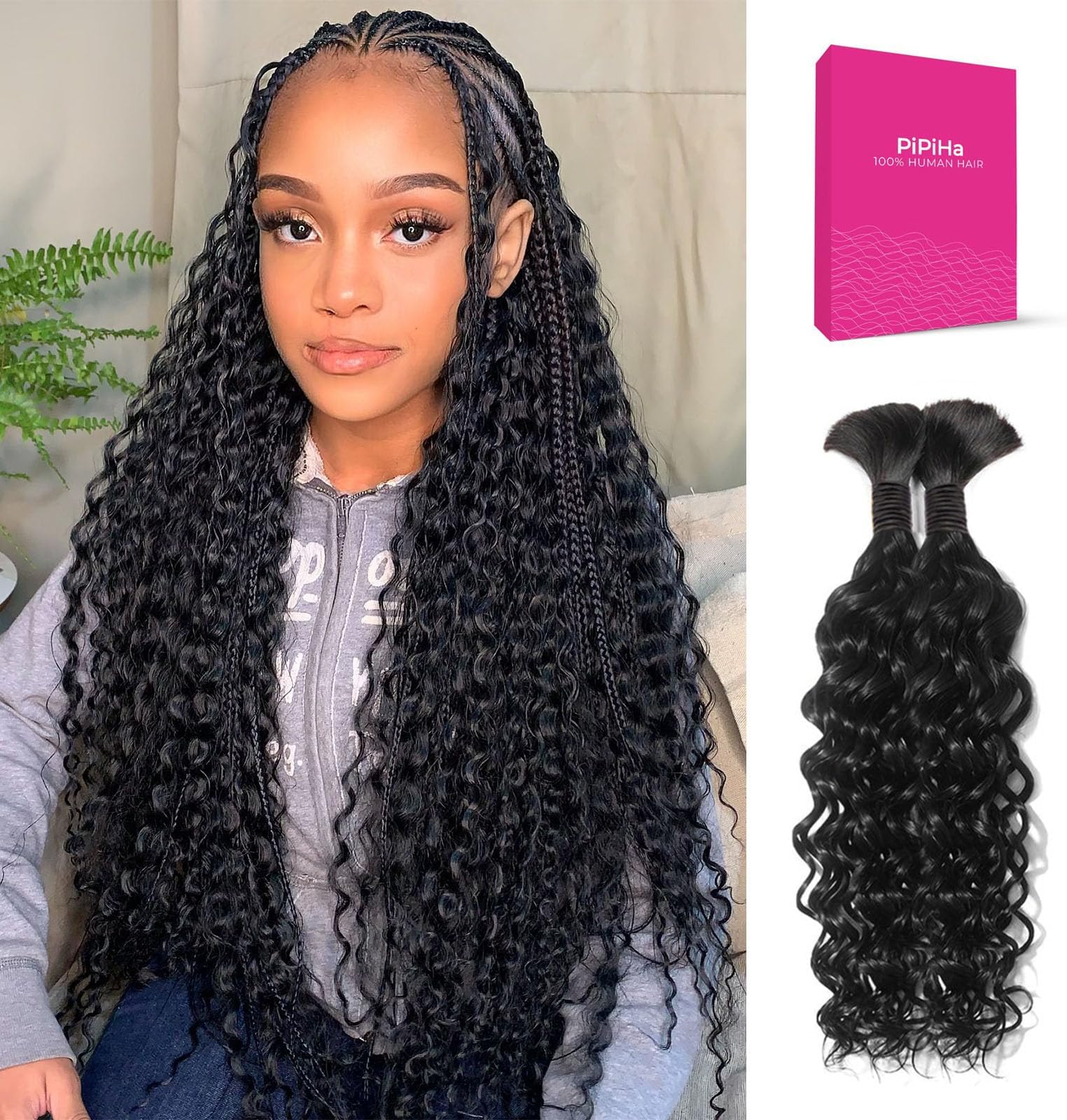 Amazon.com : Curly Human Braiding Hair for Boho Braids Bohemian Deep ...