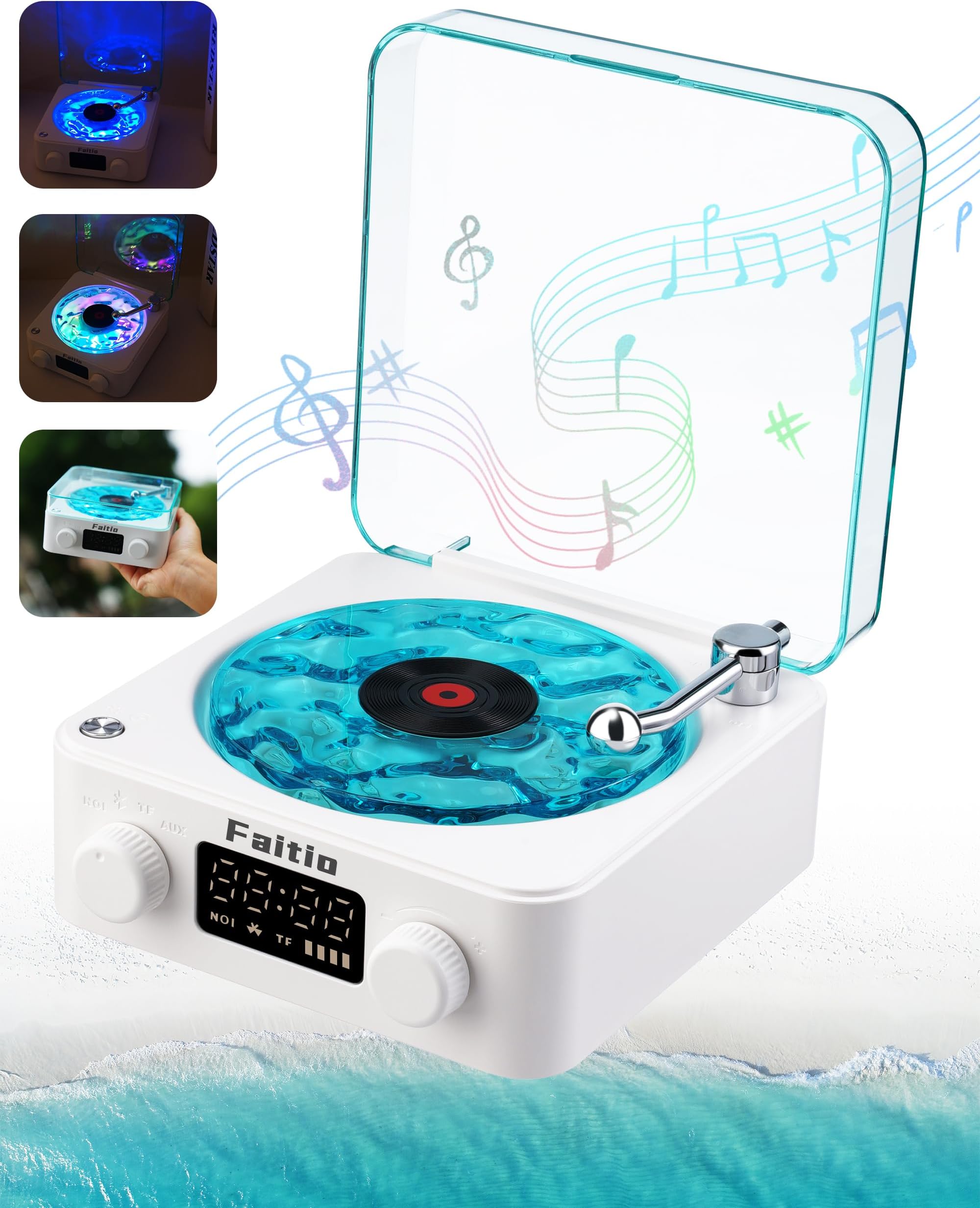Amazon.com: Faitio Waves Vinyl Bluetooth Speaker, Vinyl Record Player ...