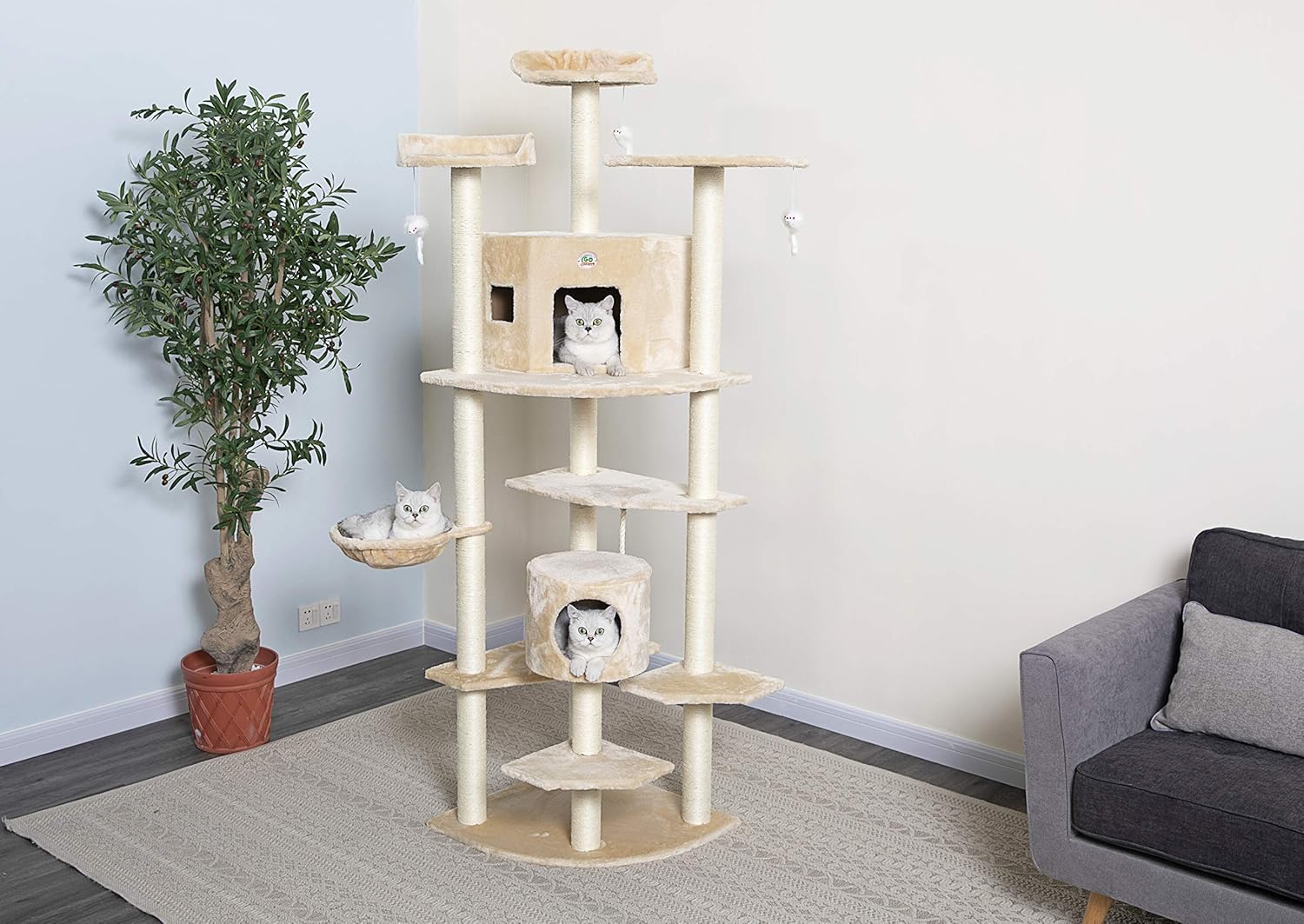 Amazon.com : Go Pet Club Cat Tree, 80-Inch, Beige : Cat Climbing Tower ...