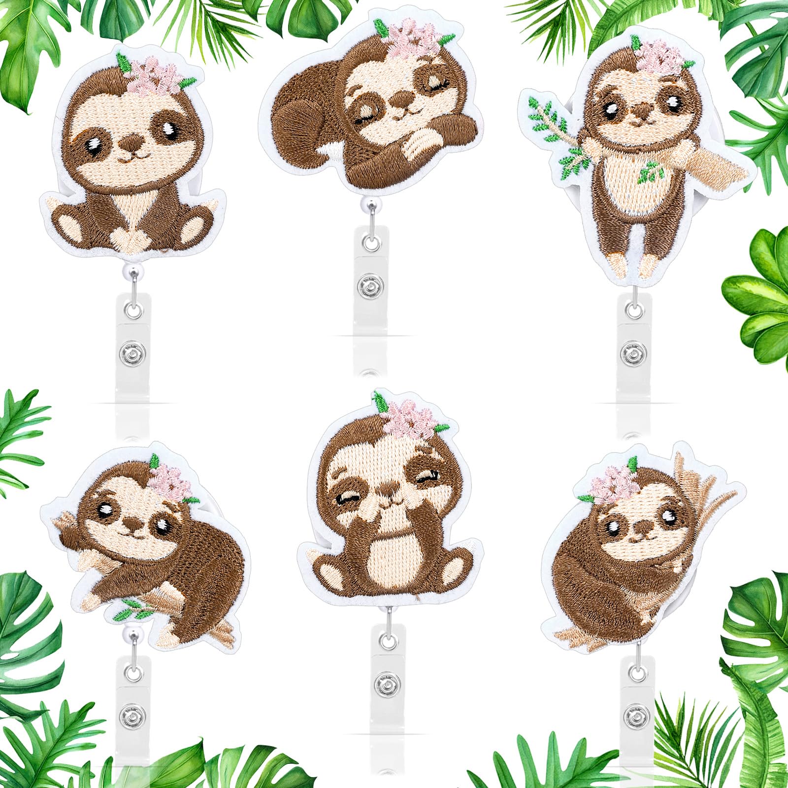 Amazon.com : Whaline Sloth Badge Clips Retractable Cute Felt Badge Reel ...