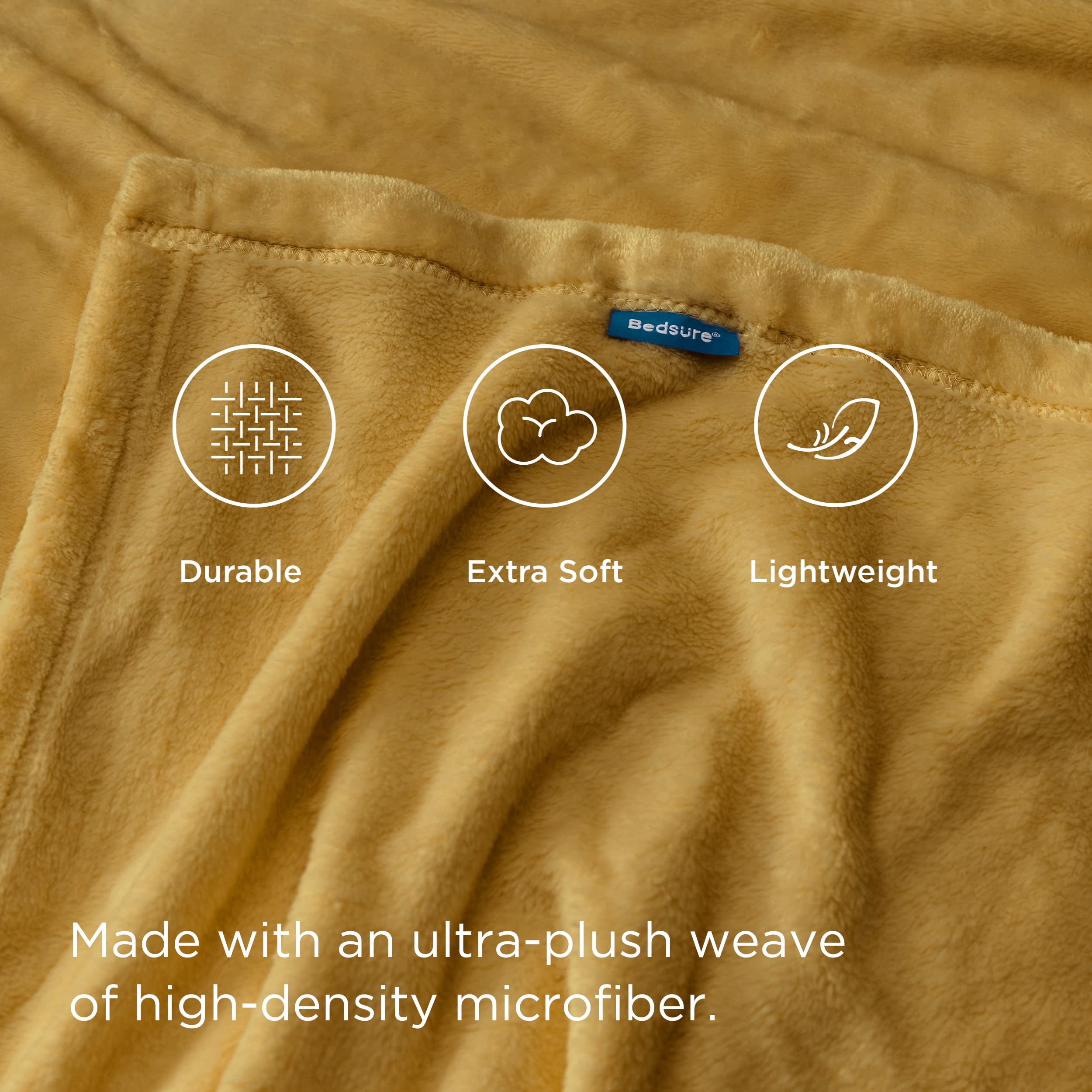 Bedsure Mustard Yellow Fleece Blanket Throw Blanket - Gold Lightweight ...