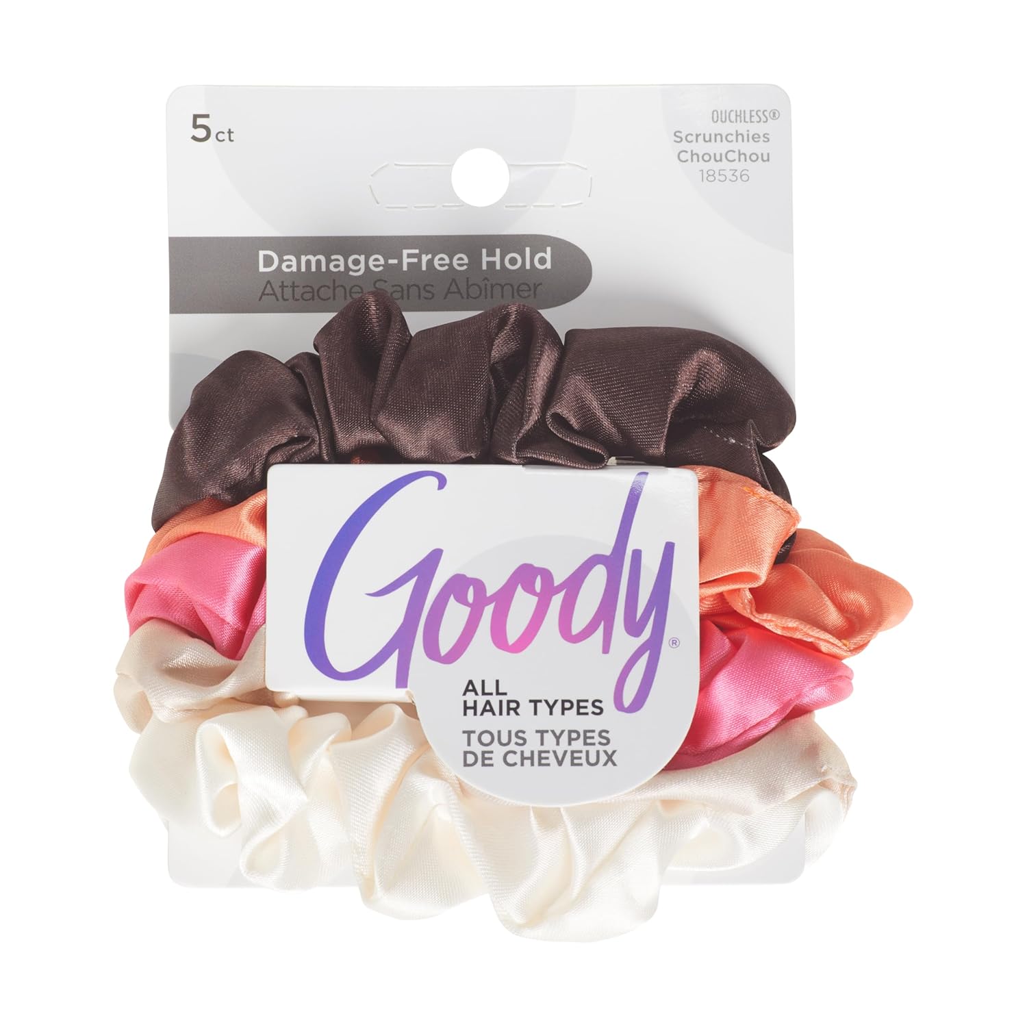 Amazon.com : Goody Ouchless Satin Scrunchies - 5 Ct, Warm Tones, Damage ...