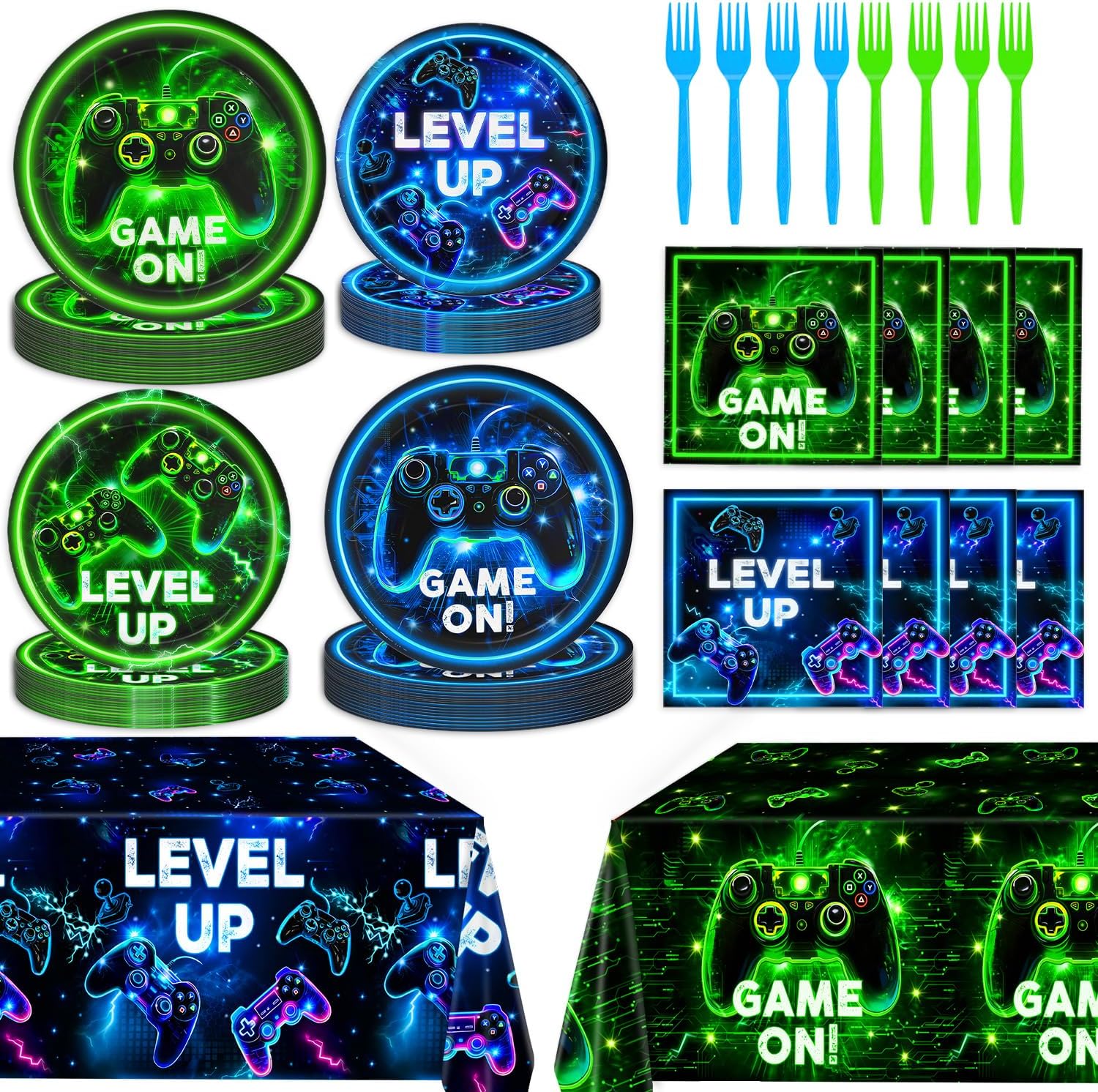 Amazon.com: Video Game Birthday Decorations - Neon Level Up Game ...