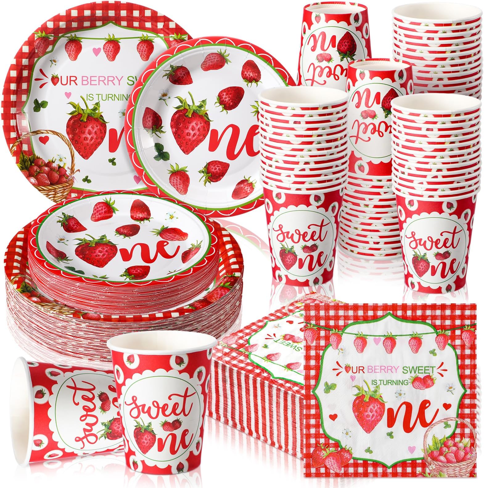 Amazon.com: Strawberry Party Tableware Set - 200PCS Birthday Party ...