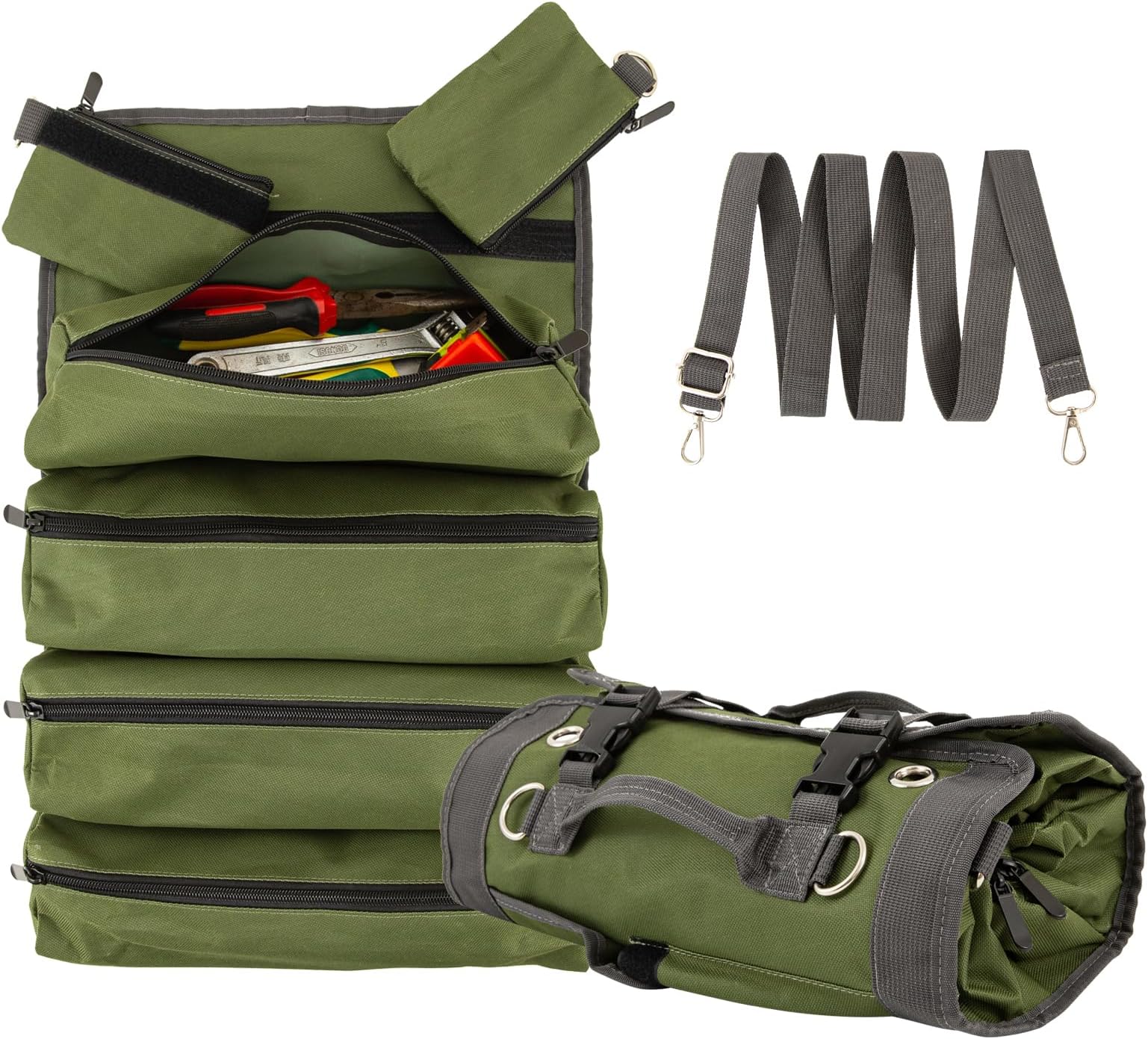 Tool Bag,Portable Toll Roll Bag,Large Roll Up Tool Bag Organizer,Heavy Duty Tool Organizer with ...