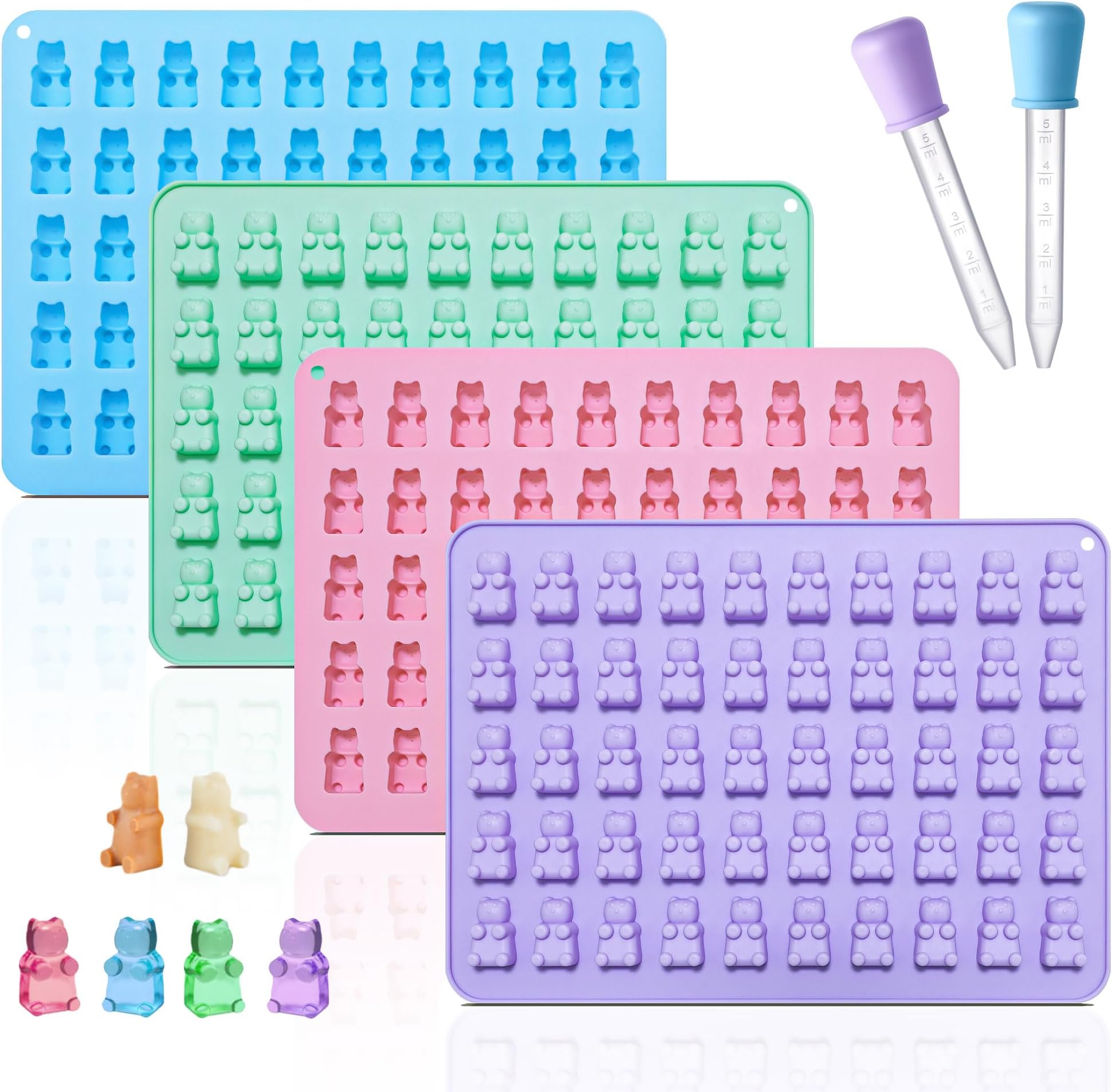 Amazon.com: Gummy Bear Silicone Molds 4 PCS, KKDINDAN Mini Size ...