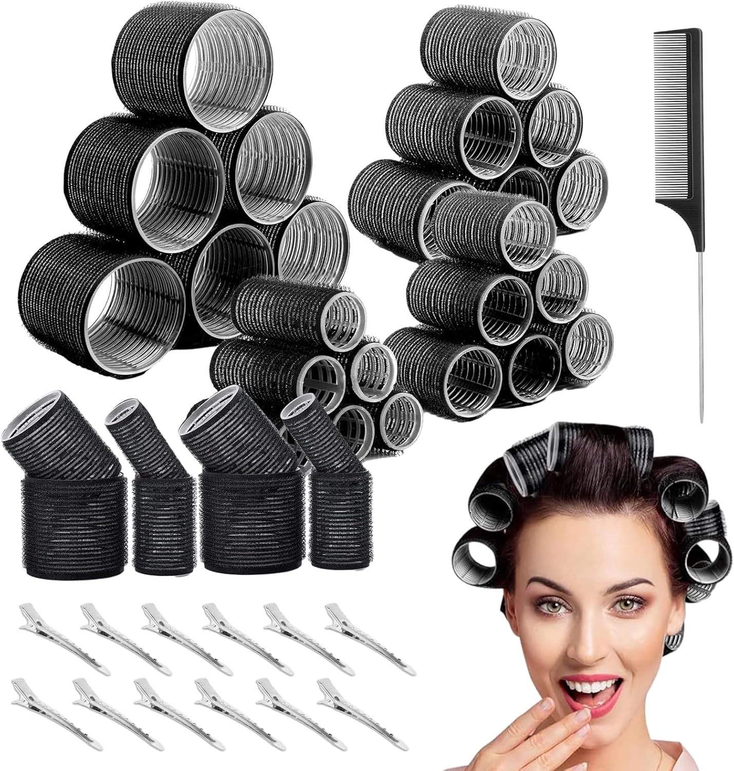 Lithyc Ensemble de Bigoudis Cheveux 37 PièCes - Grand Fer à Friser Bigoudis -Bigoudi ...