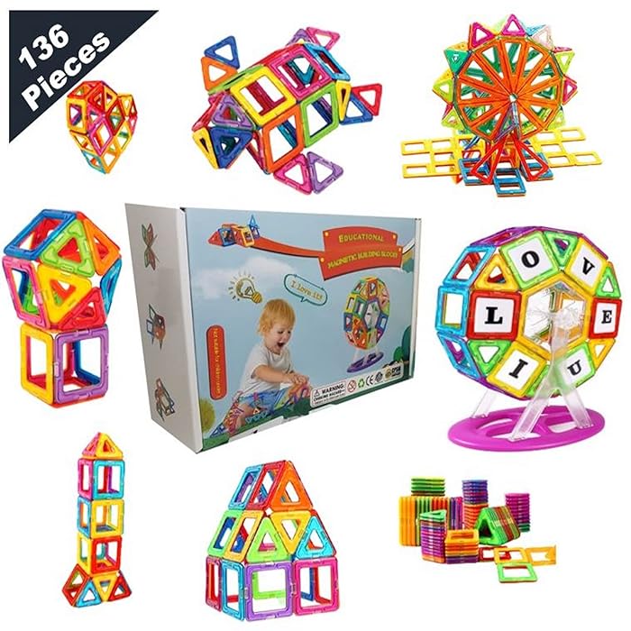 Buy Wess Magnetic Building Blocks, 136 PCS Magnetics Construction Block ...