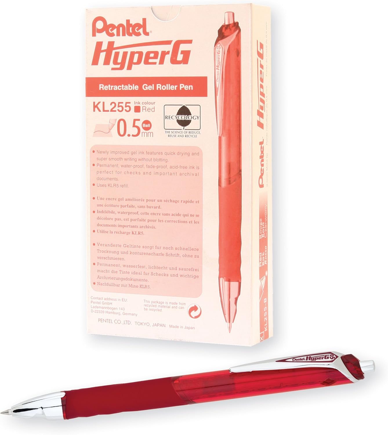 Amazon.com: Pentel HyperG Retractable Gel Roller Pen, 0.5mm, Fine ...