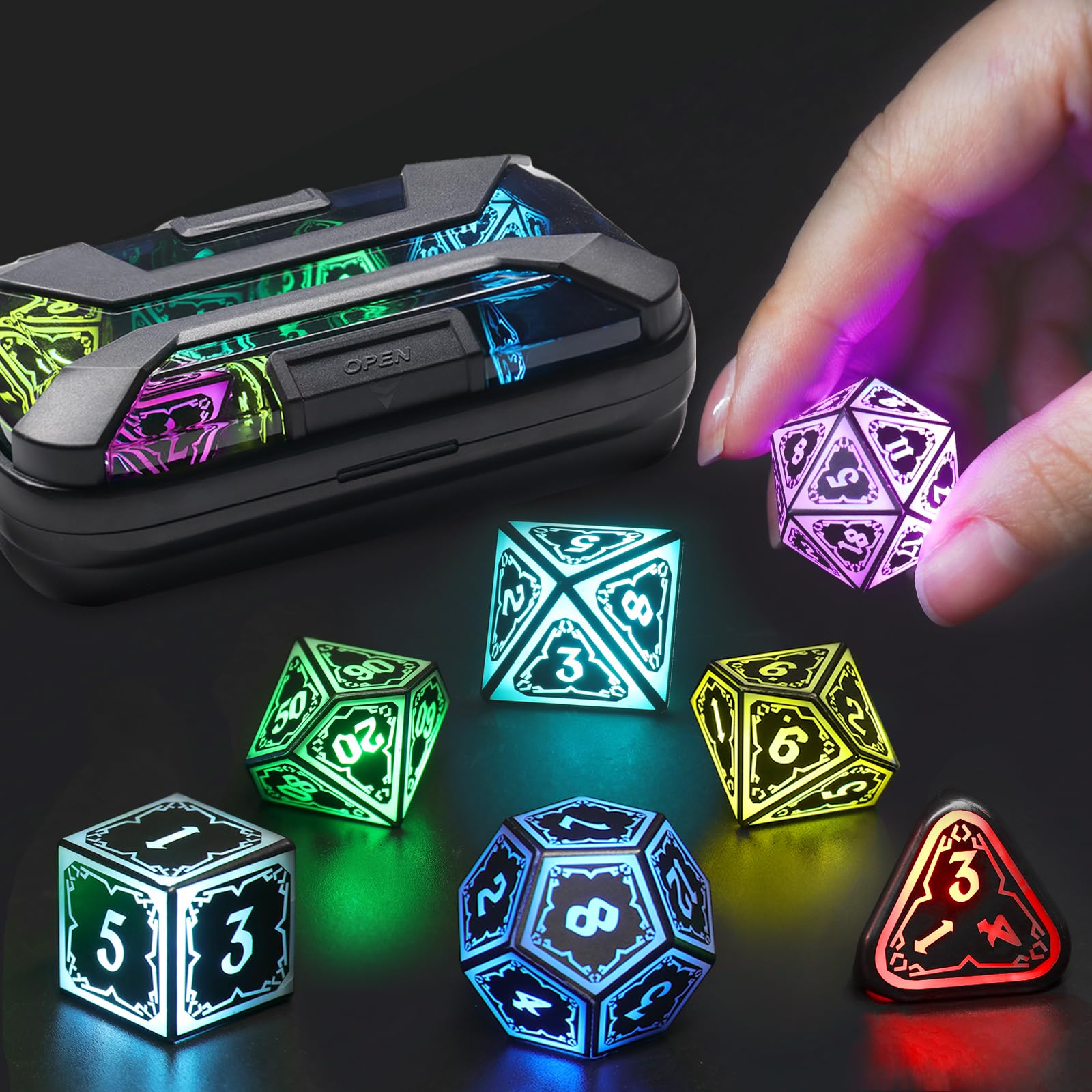 Amazon.com: SRING Light up DND Dice, Metal Dice Set D&D Dungeons and ...
