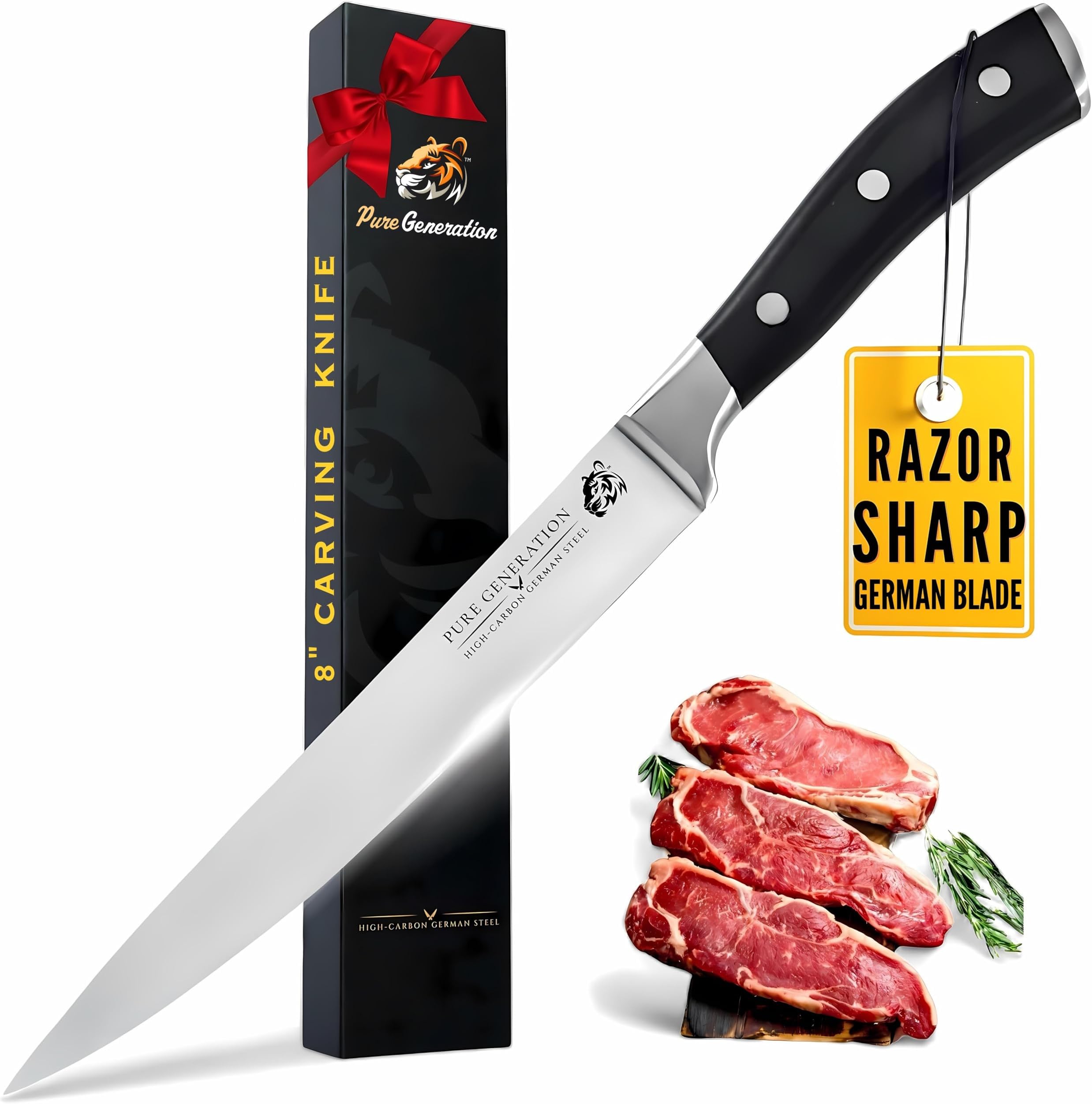 Amazon.com: Pure Generation 8" Carving Knife for Meat - Brisket Knife ...