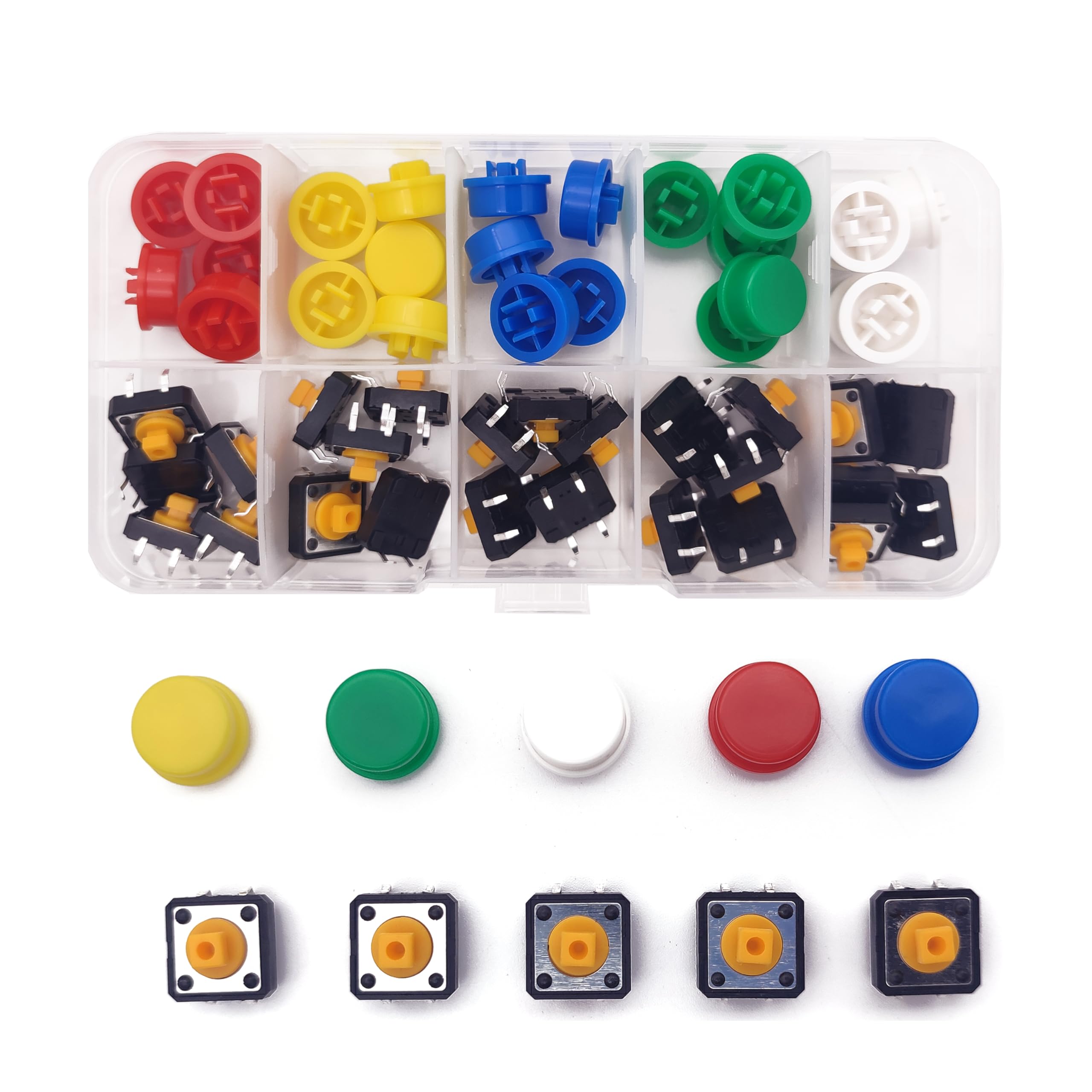 Amazon.com: 25 Set 12x12x7.3 mm Tact Tactile Push Button Switch ...
