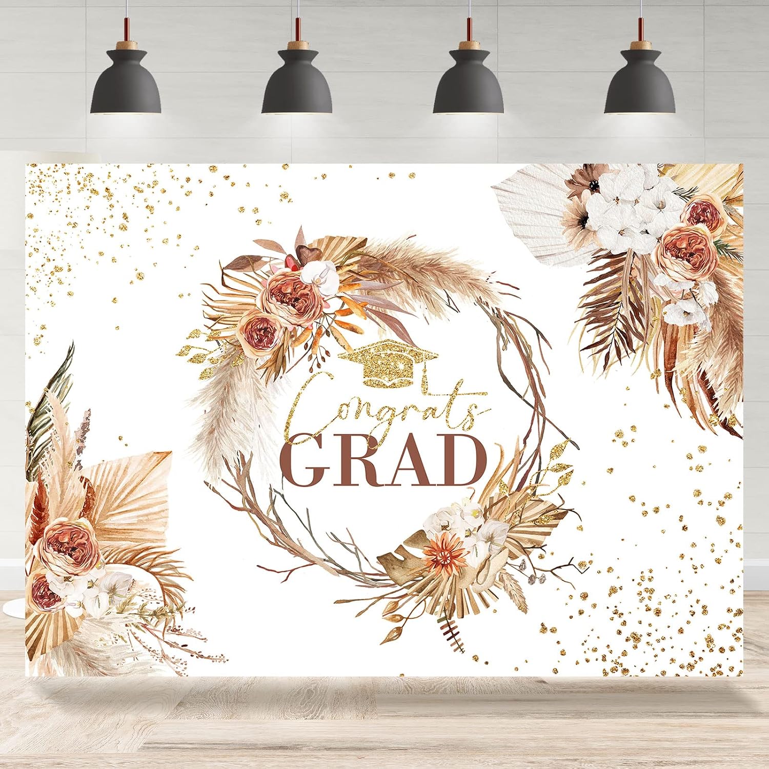 Amazon.com : Rsuuinu Boho Floral Graduation Backdrop Congrats Grad ...
