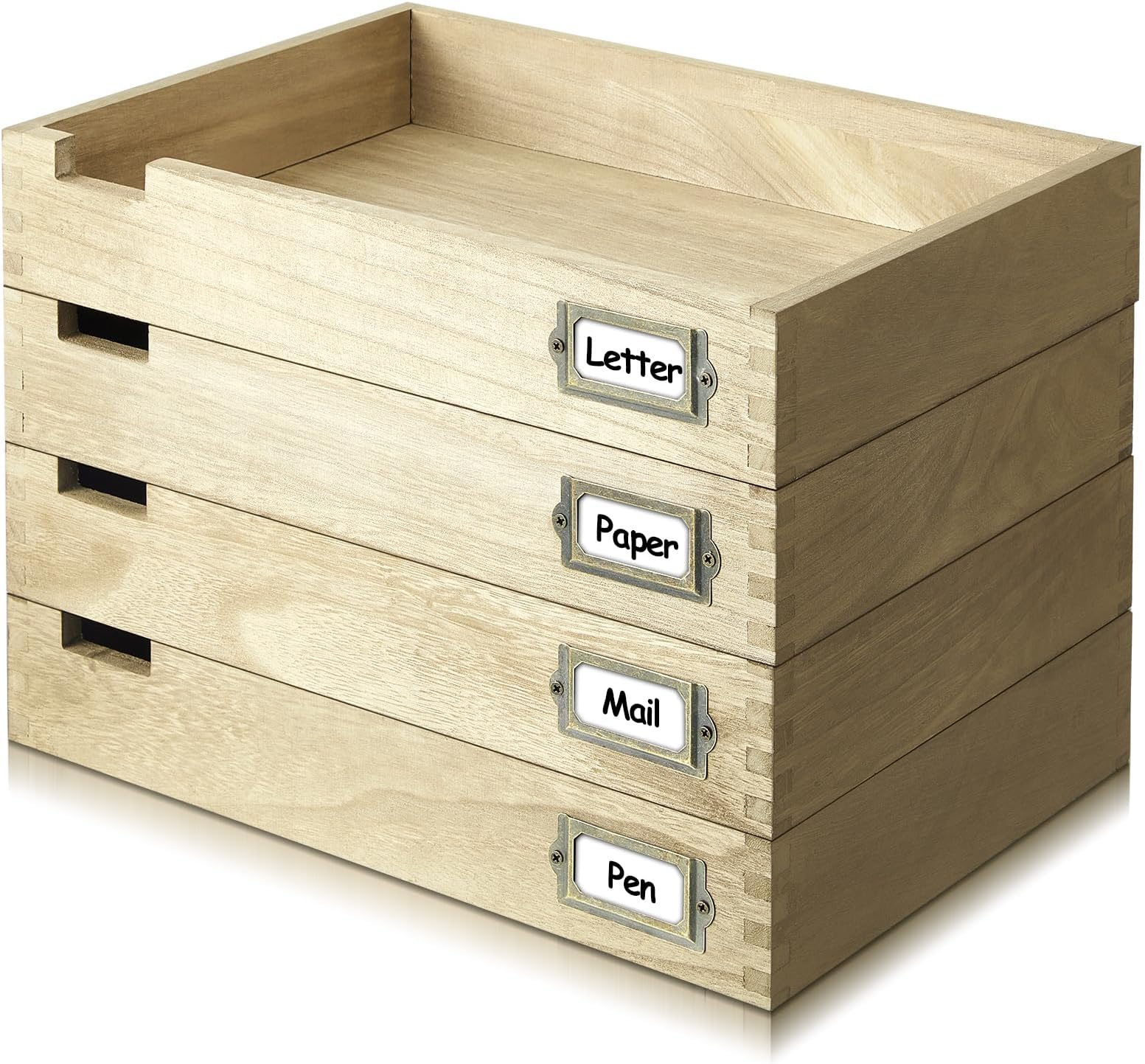 Amazon.com : Fulmoon 4 Pcs Wood Paper Organizer Tray for Desk Letter ...