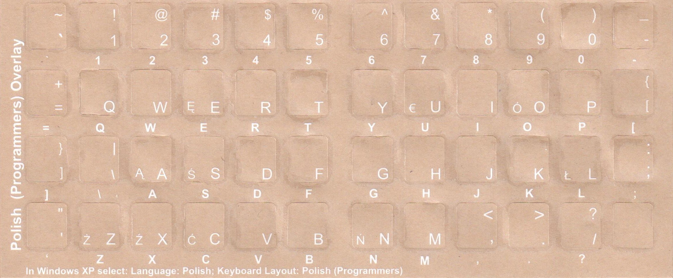 Polish Keyboard Stickers Transparent Laptop Overlays White for Black ...