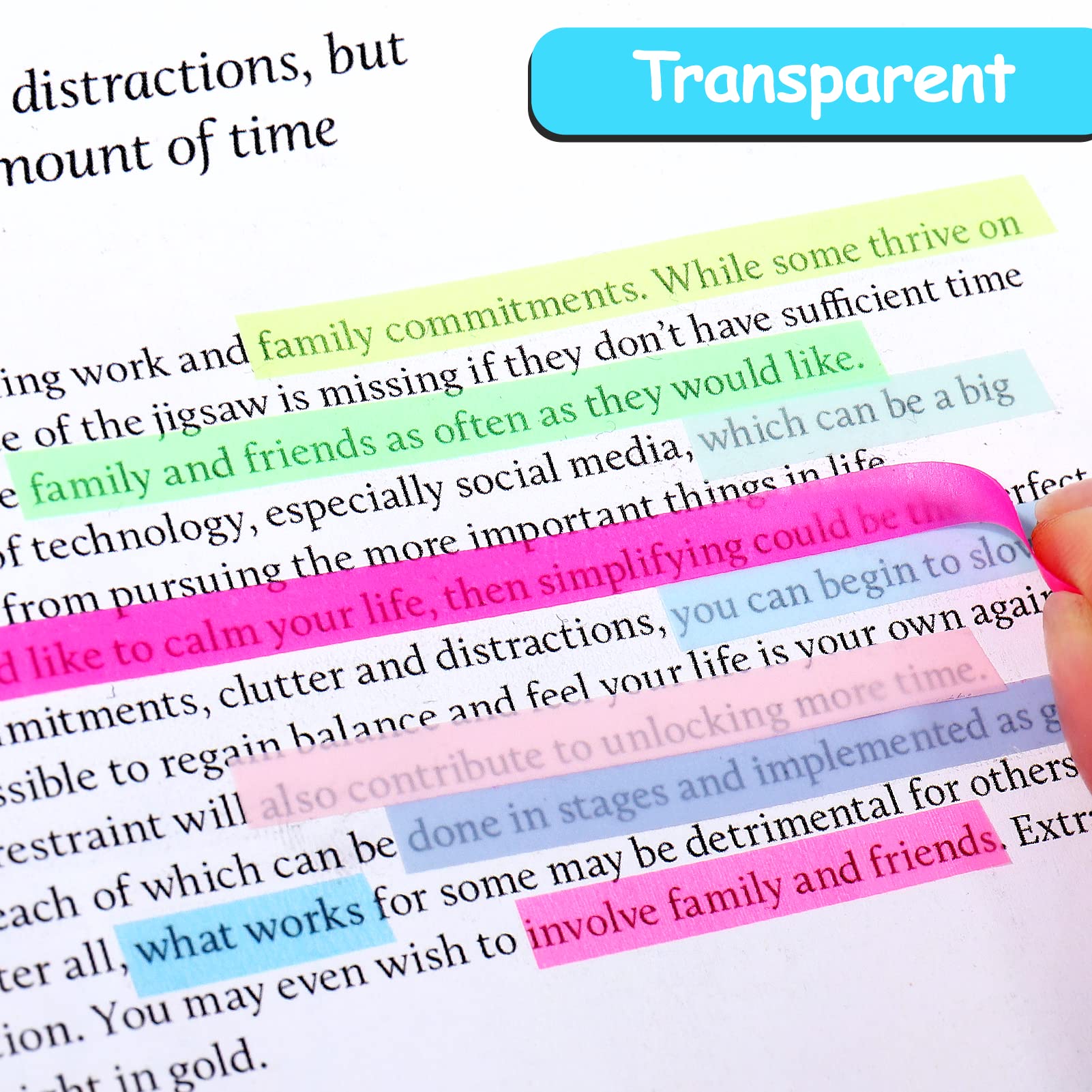 Snapklik.com : 1280Pcs Highlighter Tape, Transparent Sticky Long Page ...
