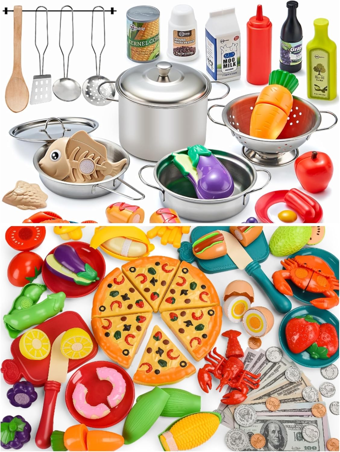 Amazon.com: Kidsciety Pretend Play Food Kitchen Accessories Fake Food ...
