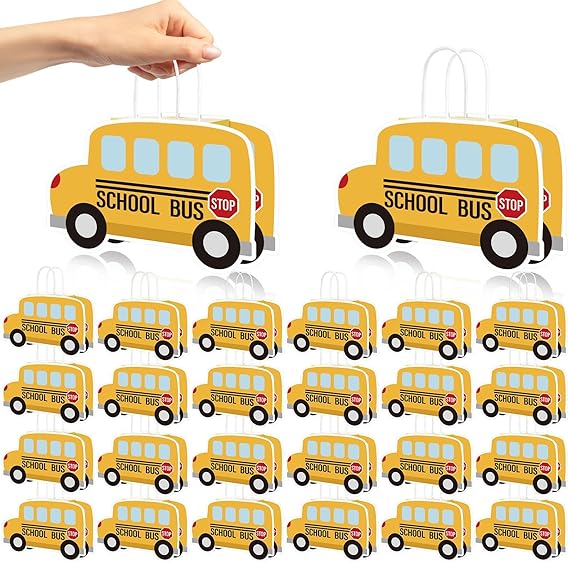 Amazon.com: Denylo pro 24 Pack Back to School School Bus Paper Bag ...
