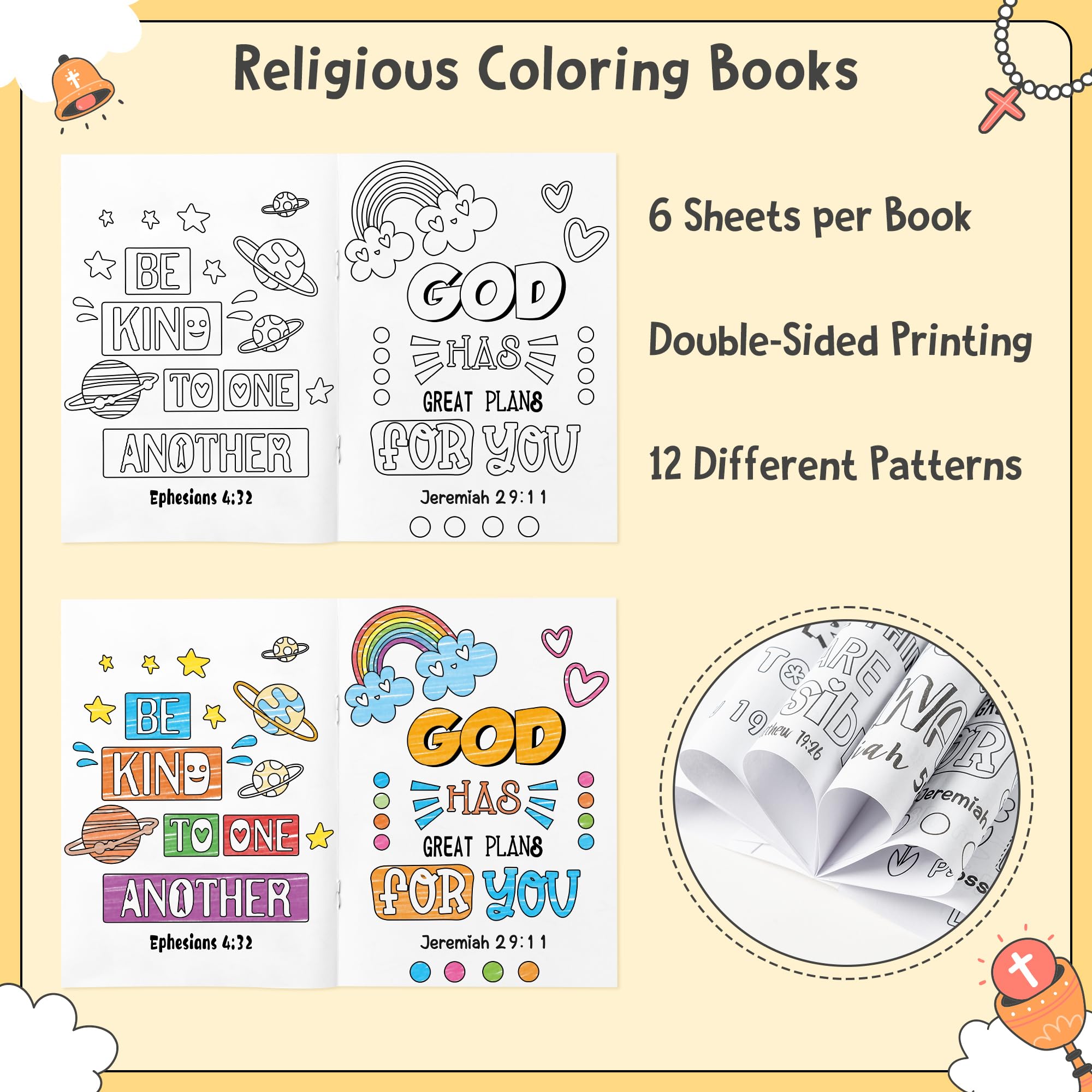 Snapklik.com : 48Pcs Religious Coloring Books - Bible Verses DIY Color ...