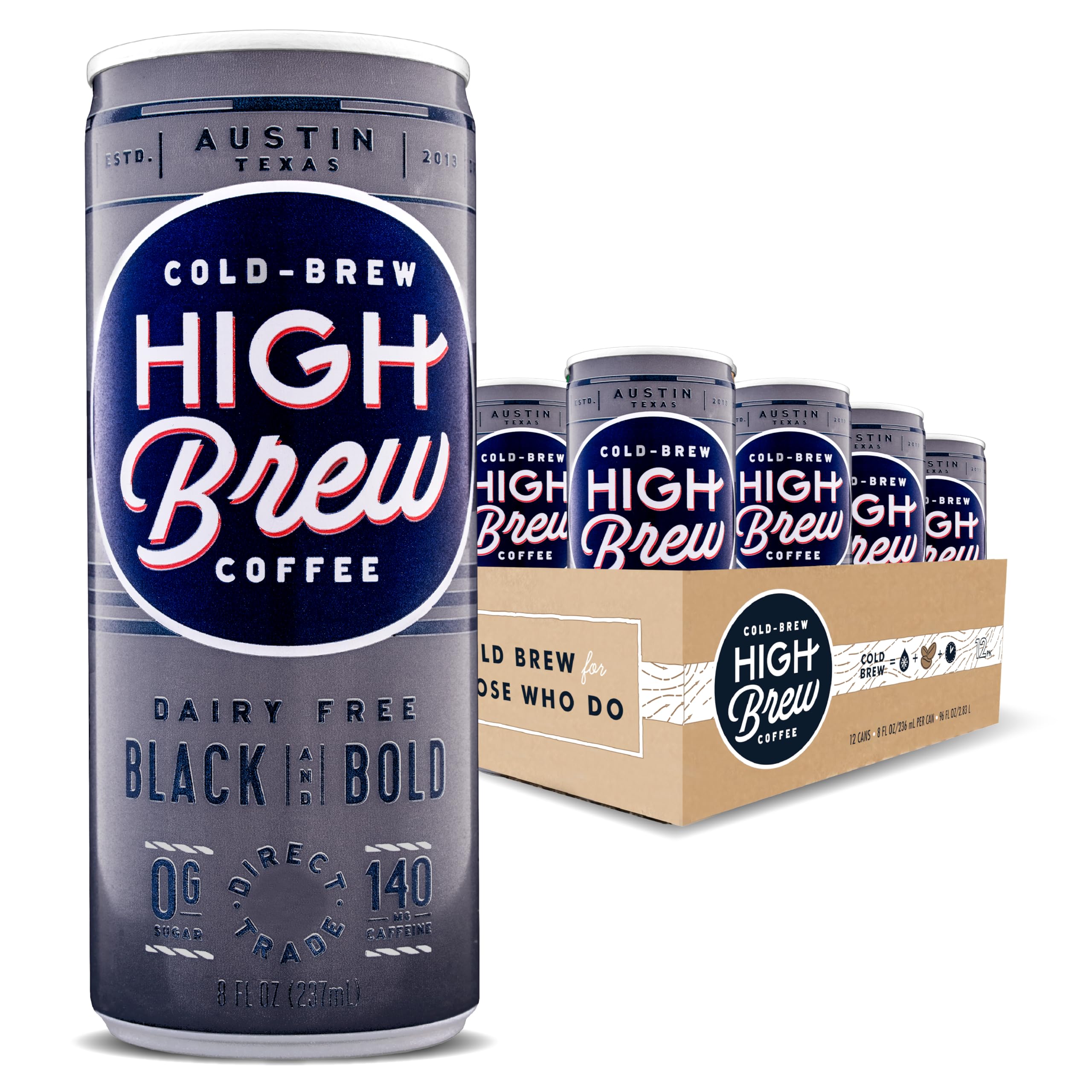 Amazon.com: High Brew Black & Bold Cold Brew Coffee, Caffeinated, Dairy ...