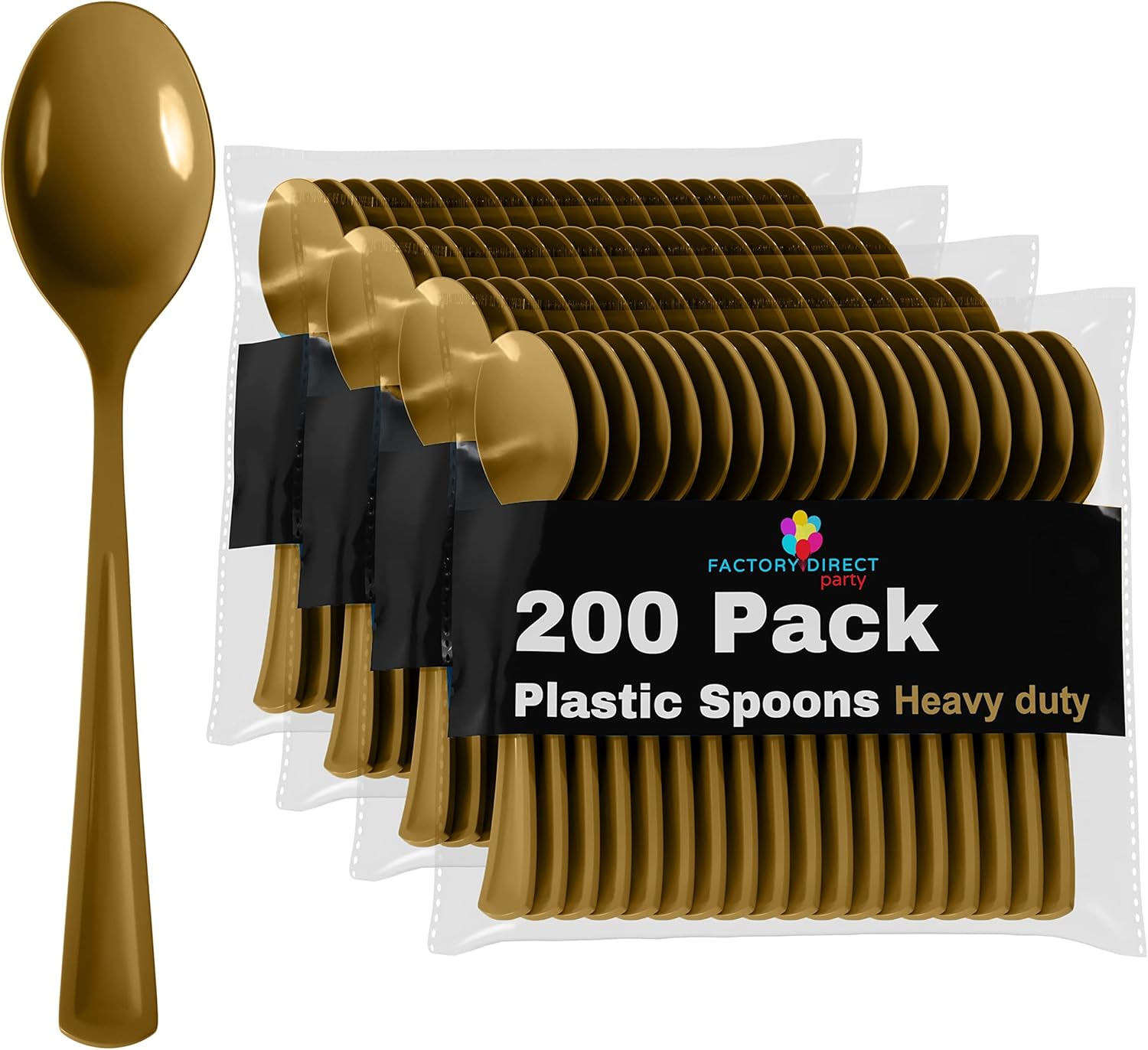 Amazon.com: Disposable Gold Plastic Spoons 200 Pcs - Heavy Duty Gold ...
