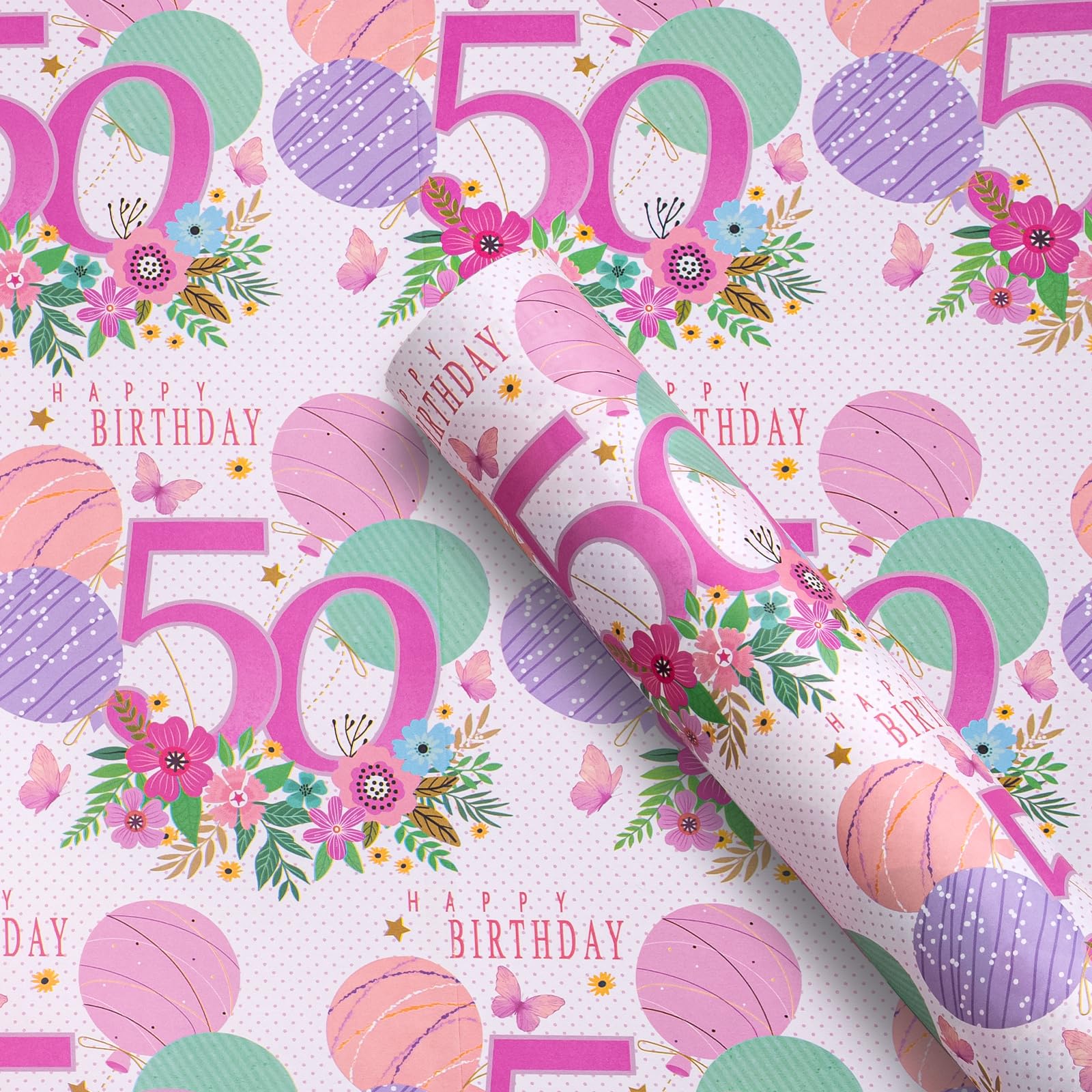 Amazon.com: WRAPAHOLIC Kraft 50th Wrapping Paper - Mini Roll - 17 Inch ...