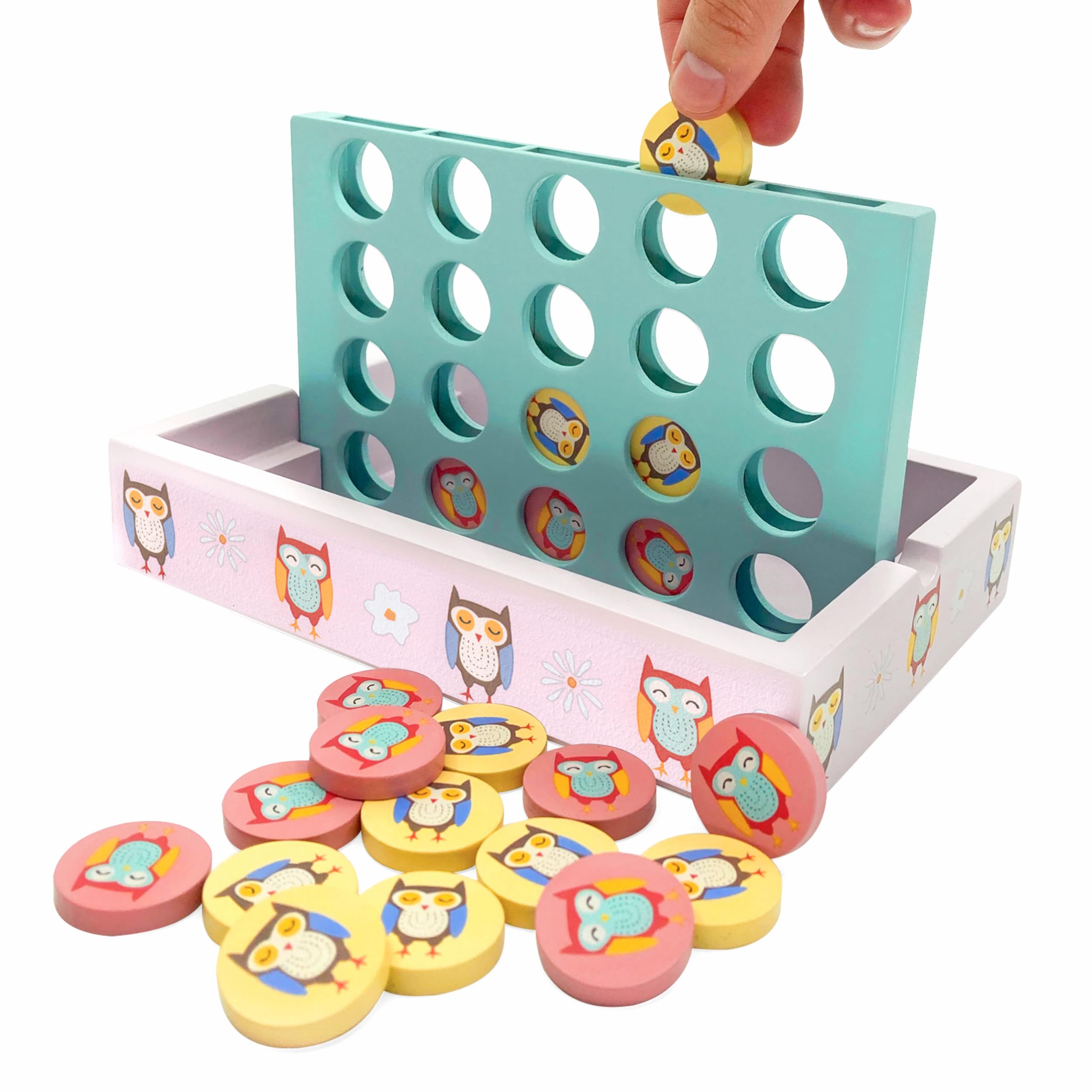 House of Marbles Wooden 4-in-a-Row Game, Classic Connect Strategy Board ...